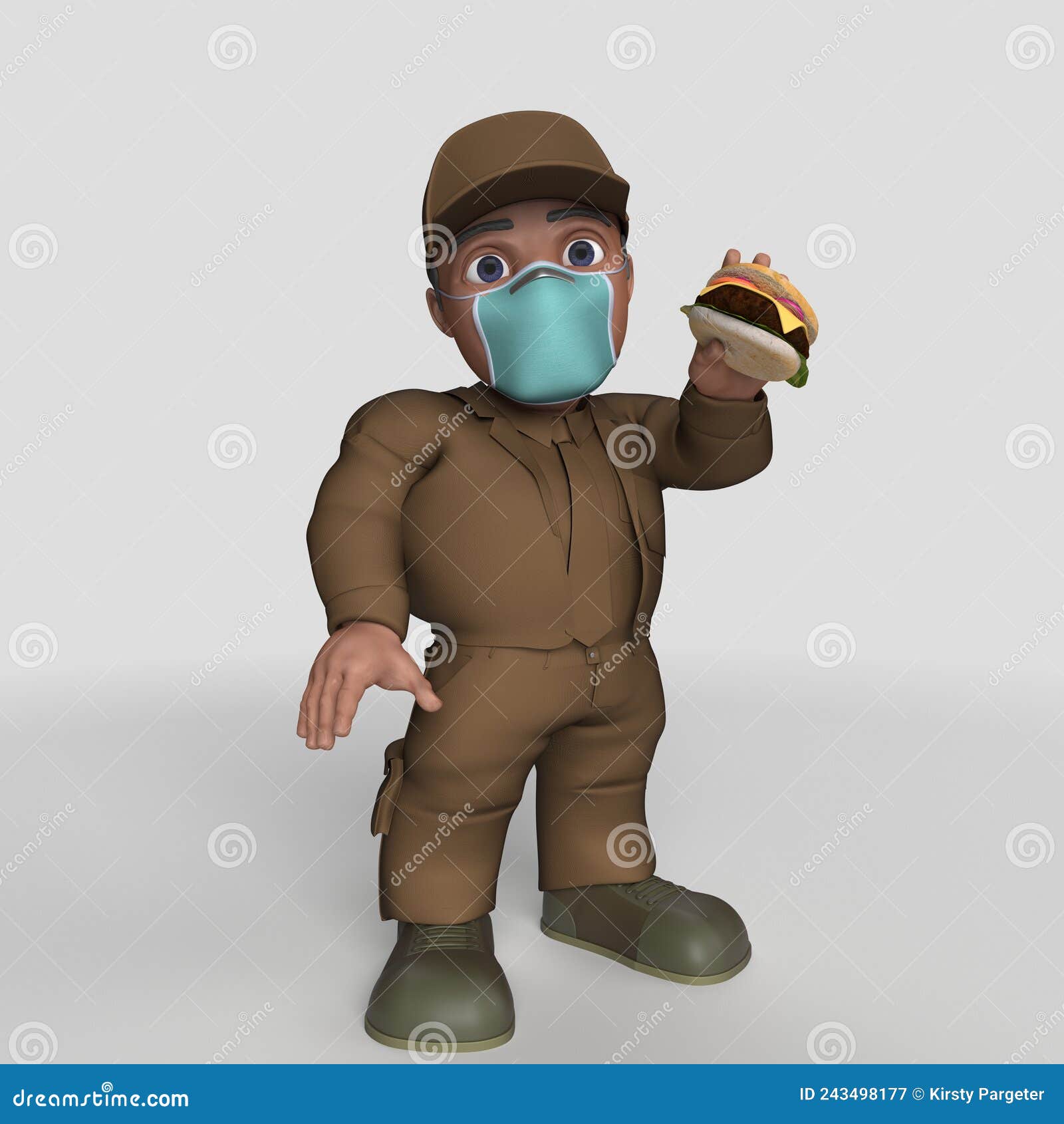 3D Cartoon Delivery Driver stock illustration. Illustration of covid ...