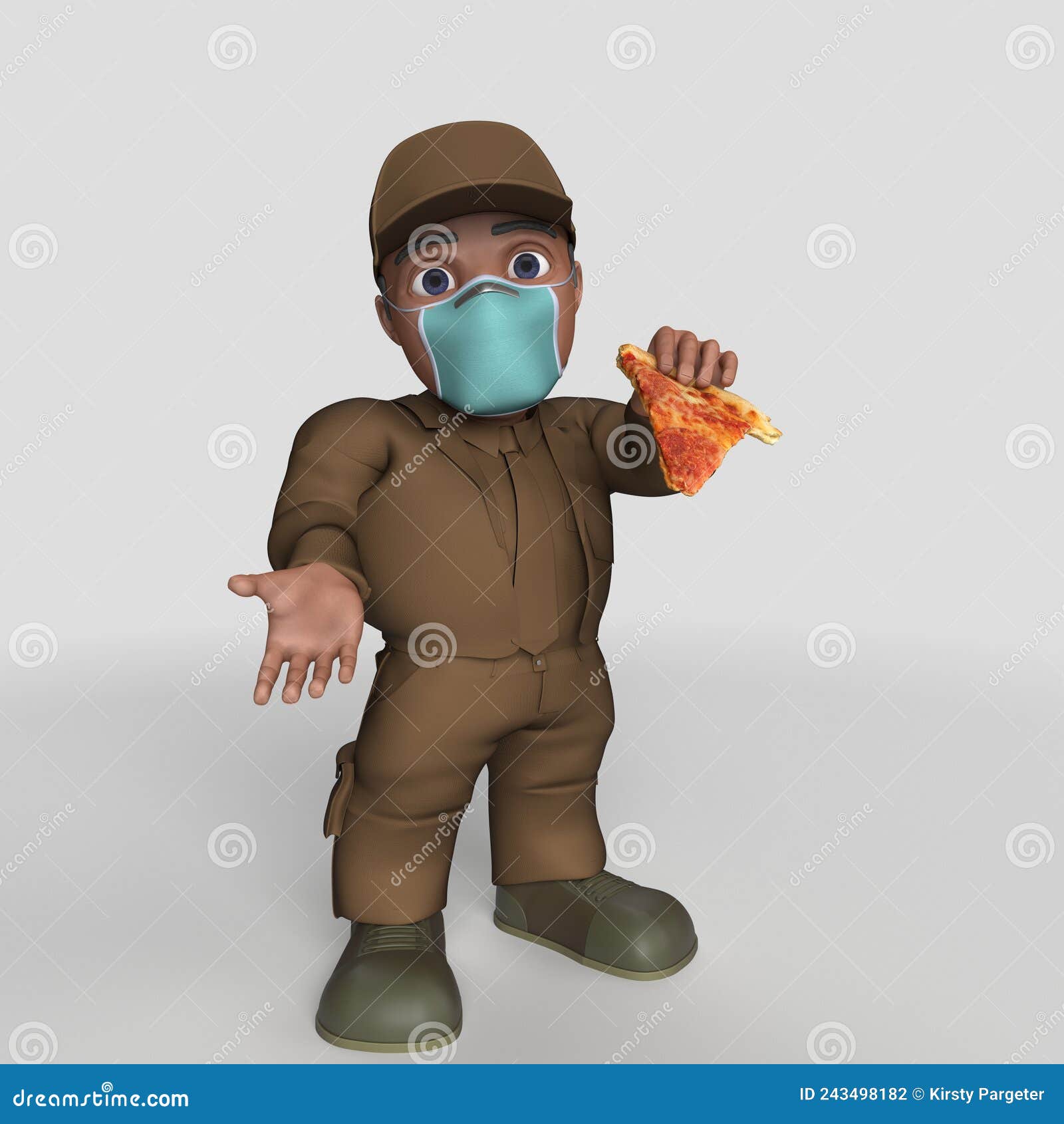 3D Cartoon Delivery Driver stock illustration. Illustration of shipping ...