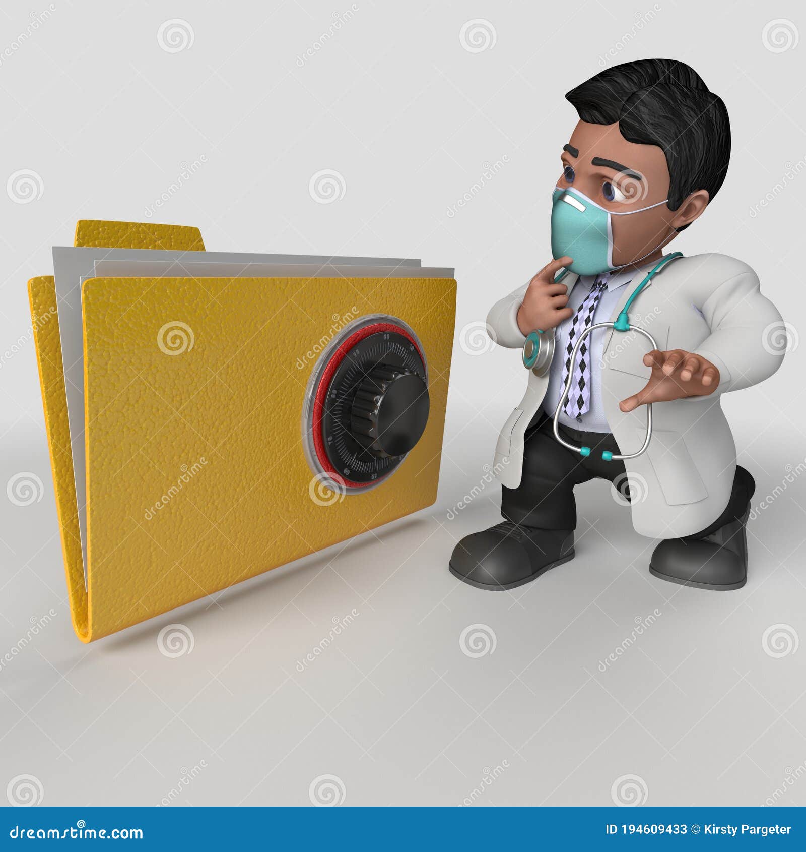 3D Cartoon Doctor Character in Face Mask Stock Illustration ...