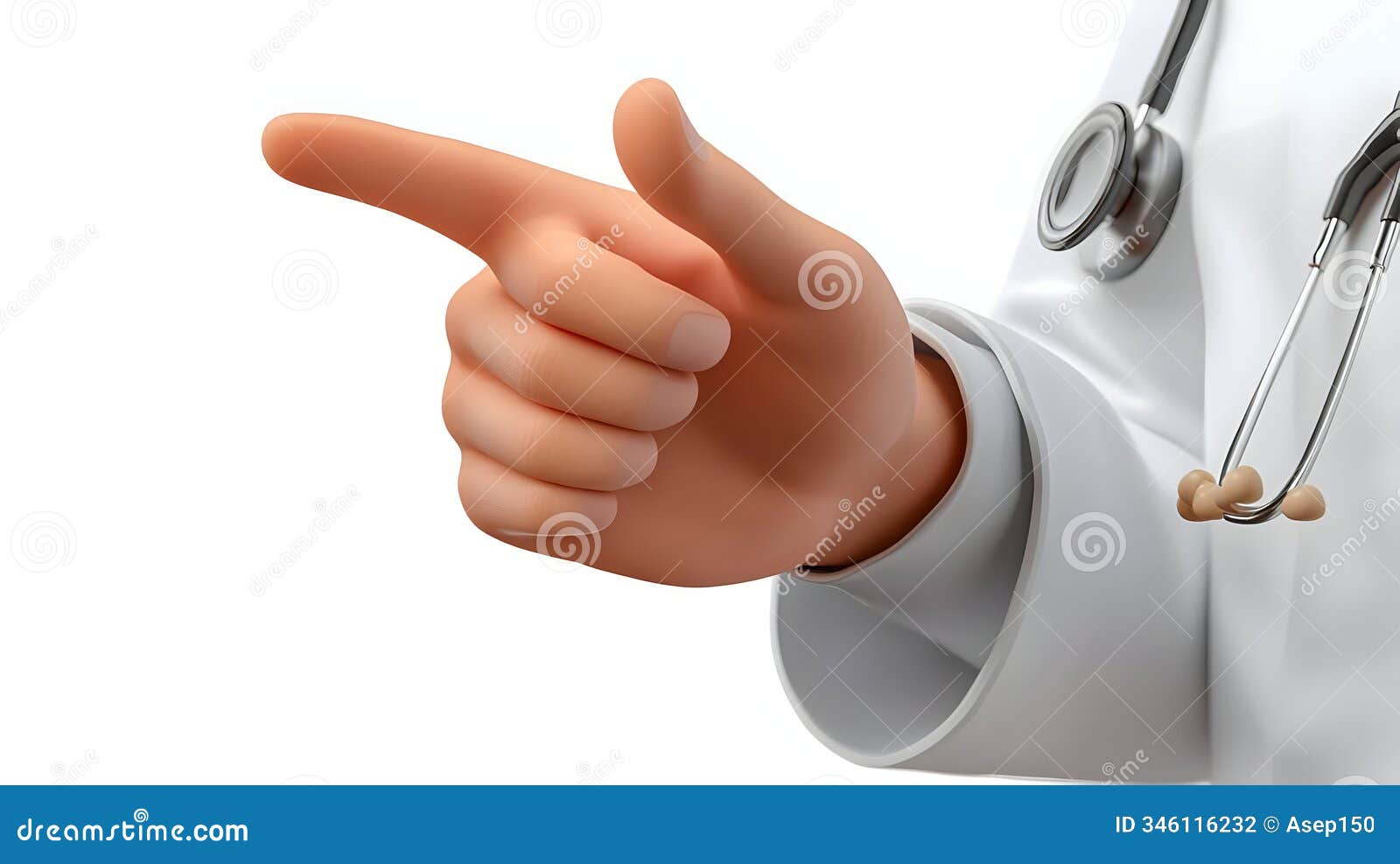 3D Cartoon Doctor Hand Pointing Stock Illustration - Illustration of ...