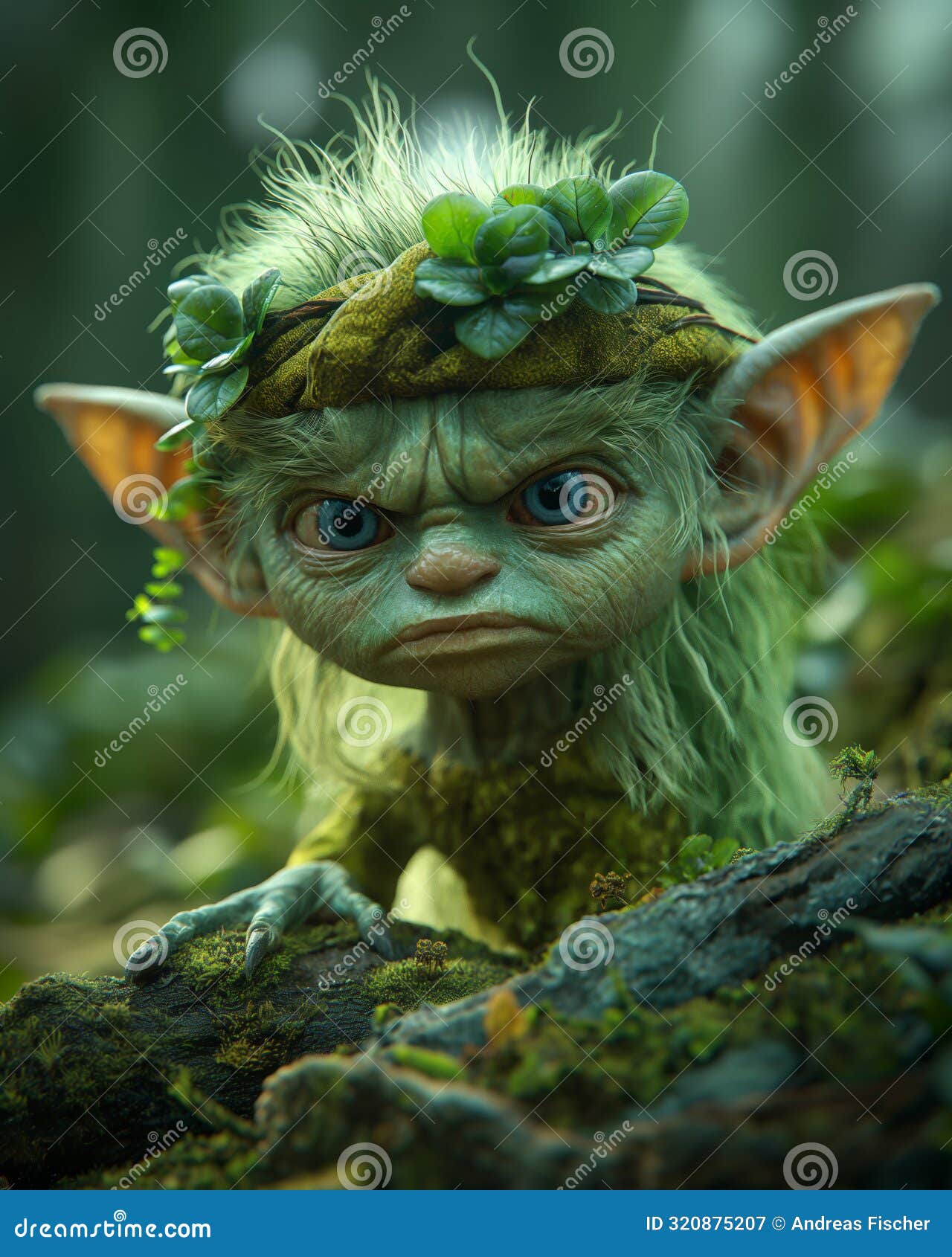 3D, Cartoon Evil Goblin in the Forest, Close-up. Stock Image - Image of ...