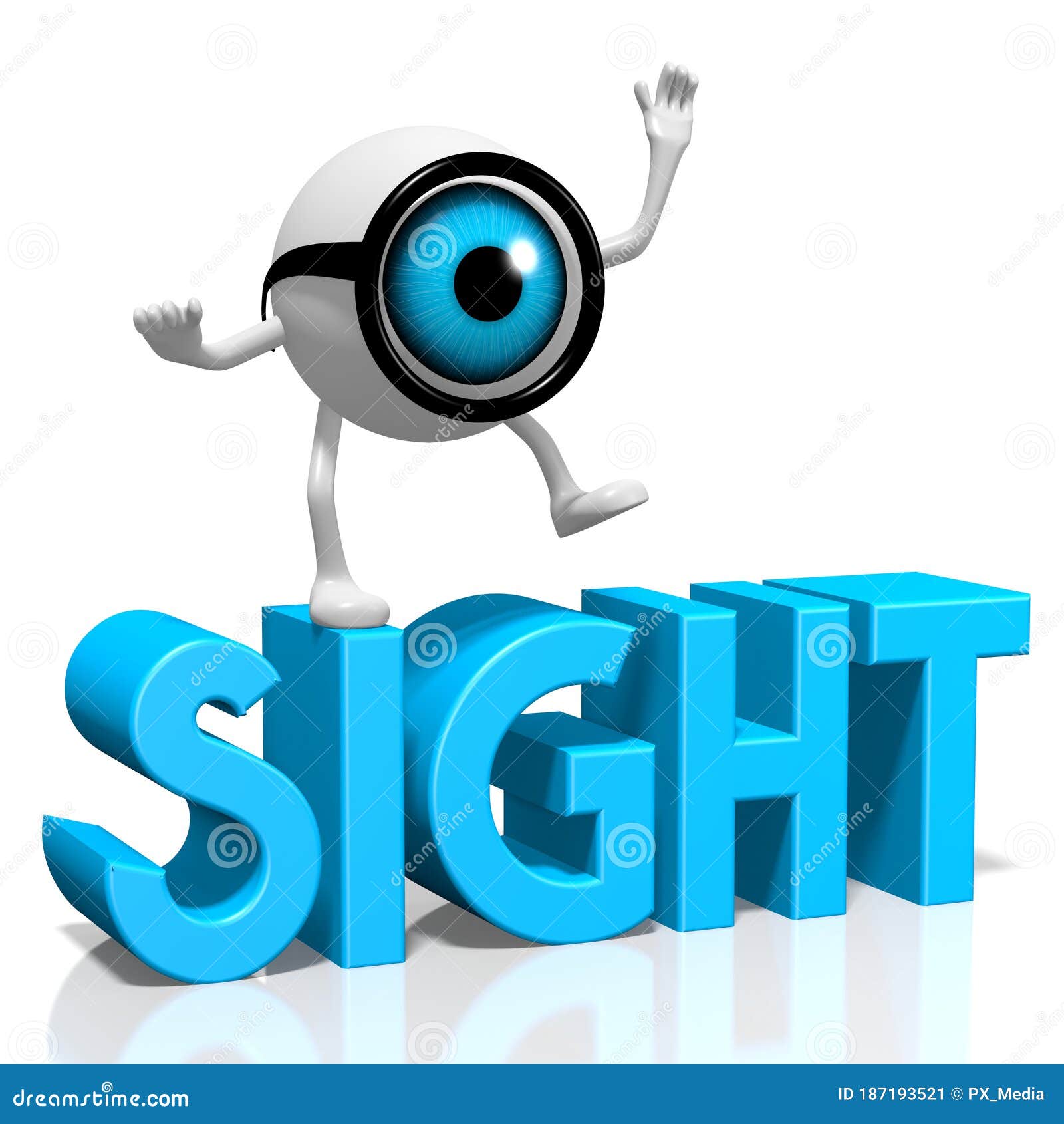 3D Cartoon Eye, Sight Concept Stock Illustration - Illustration of ...