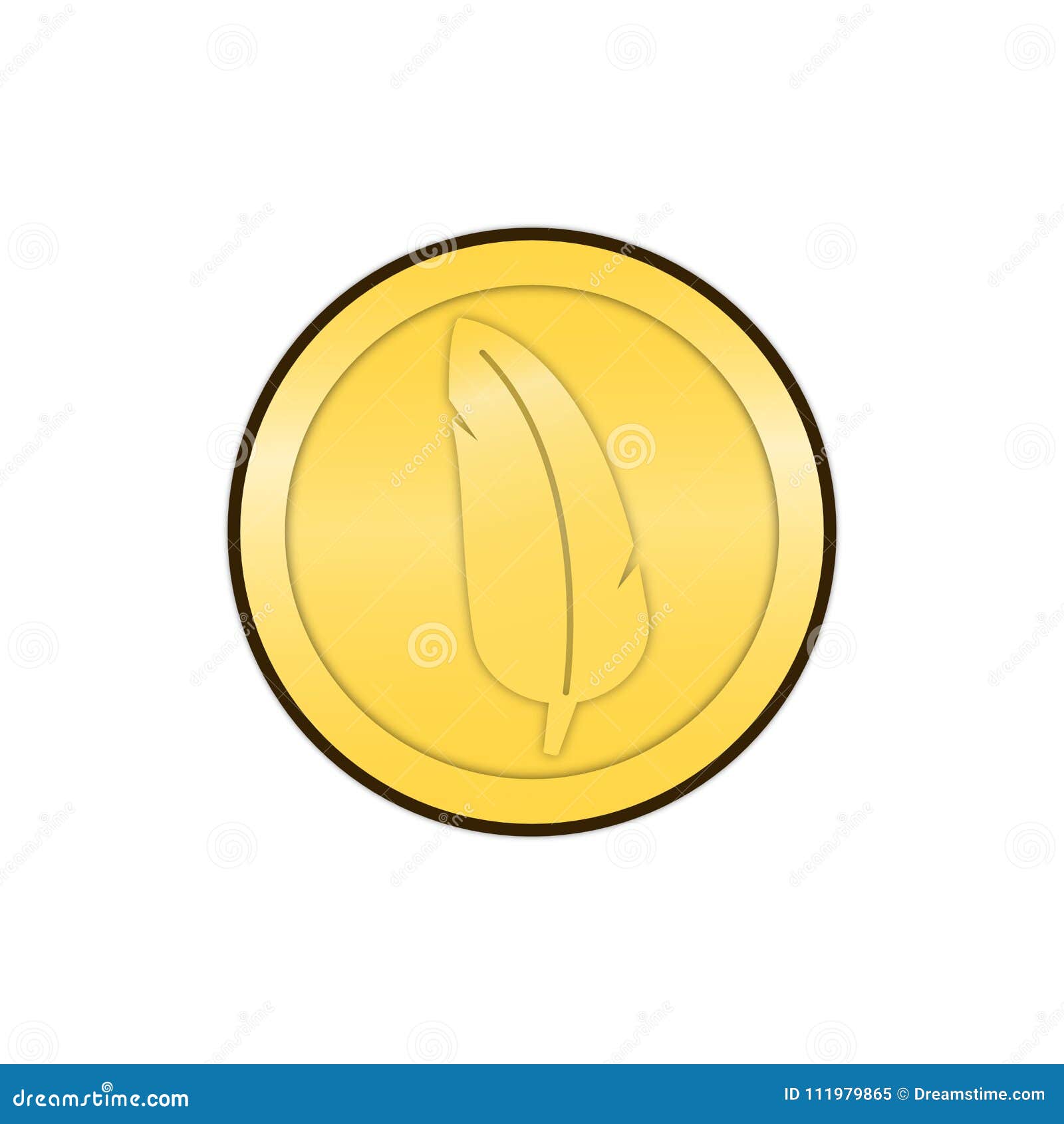 2D Cartoon Feather Coin Flat Design Stock Illustration - Illustration ...