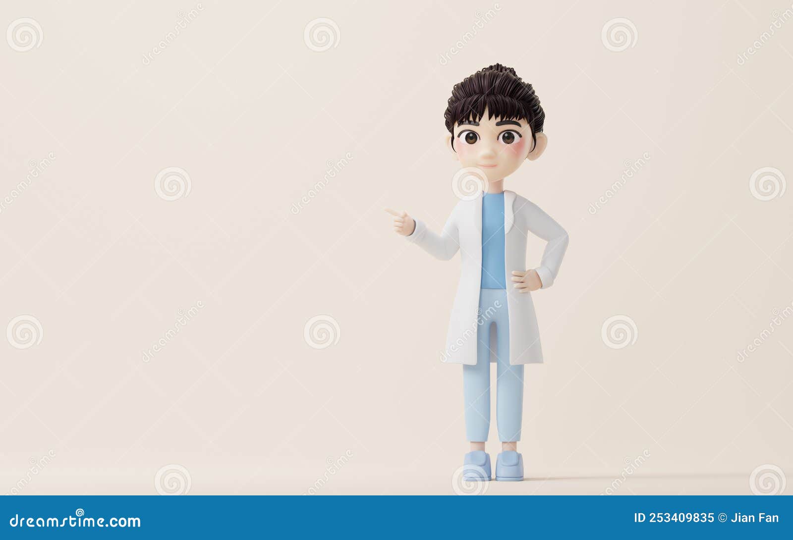 3D Cartoon Female Researcher, 3d Rendering Stock Illustration ...