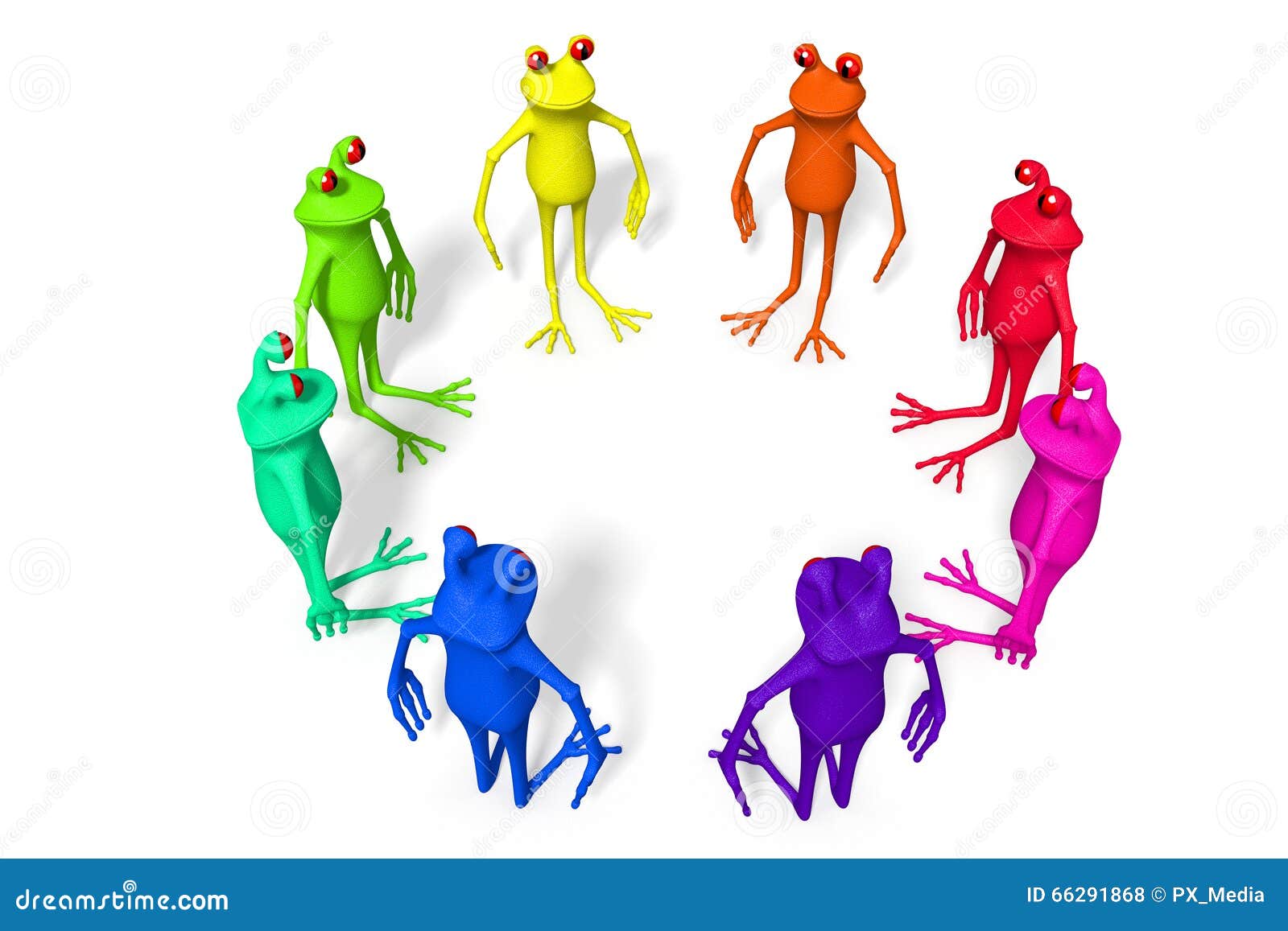 3D Cartoon Frogs - Team Concept Stock Illustration - Illustration of ...