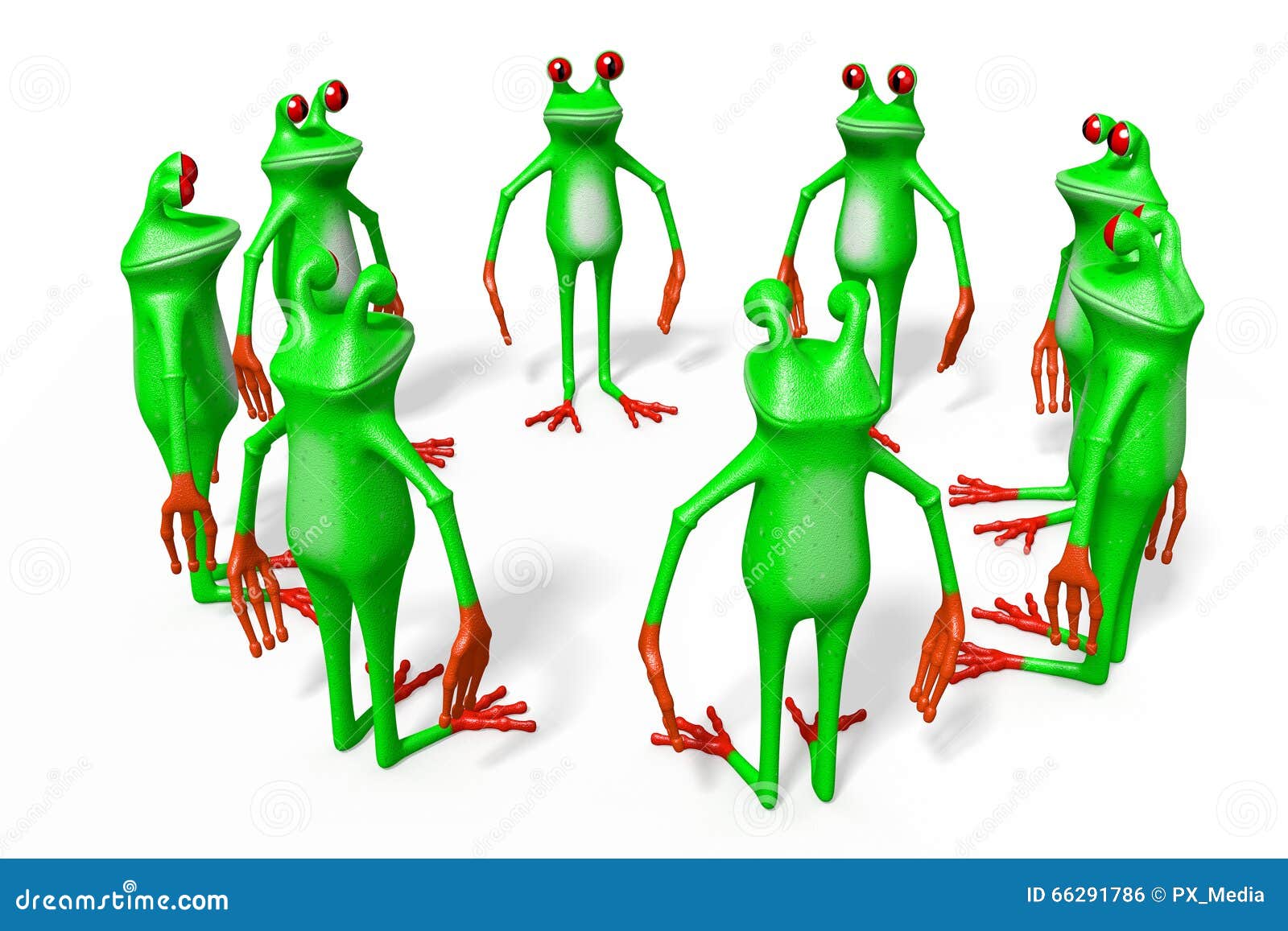 3D Cartoon Frogs - Team Concept Stock Illustration - Illustration of ...