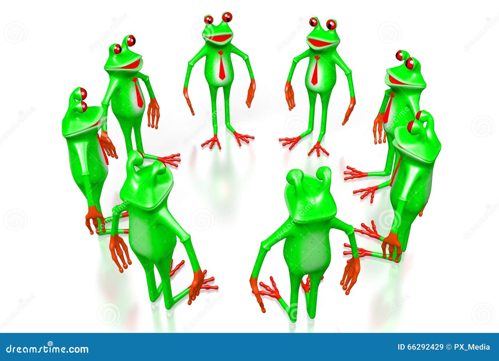3D Cartoon Frogs - Team Concept Stock Illustration - Illustration of ...