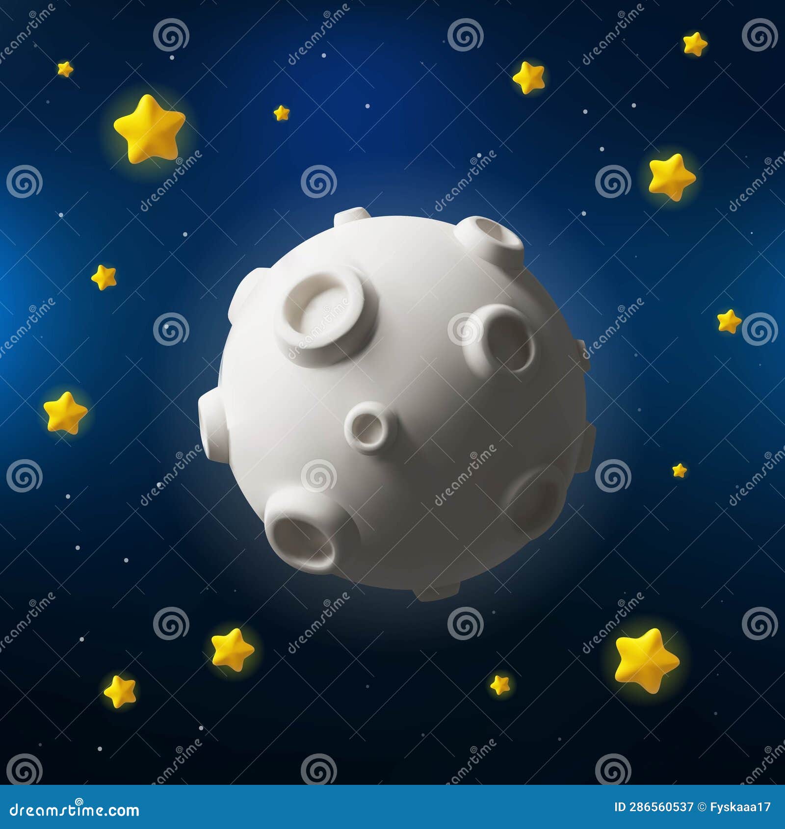 3d Cartoon Full Moon with Crater and Glowing Moonlight in Clay Style ...