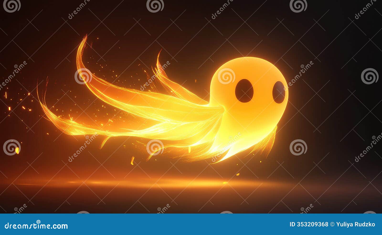 3D Cartoon Game Character Flying with Glow Effect Stock Illustration ...