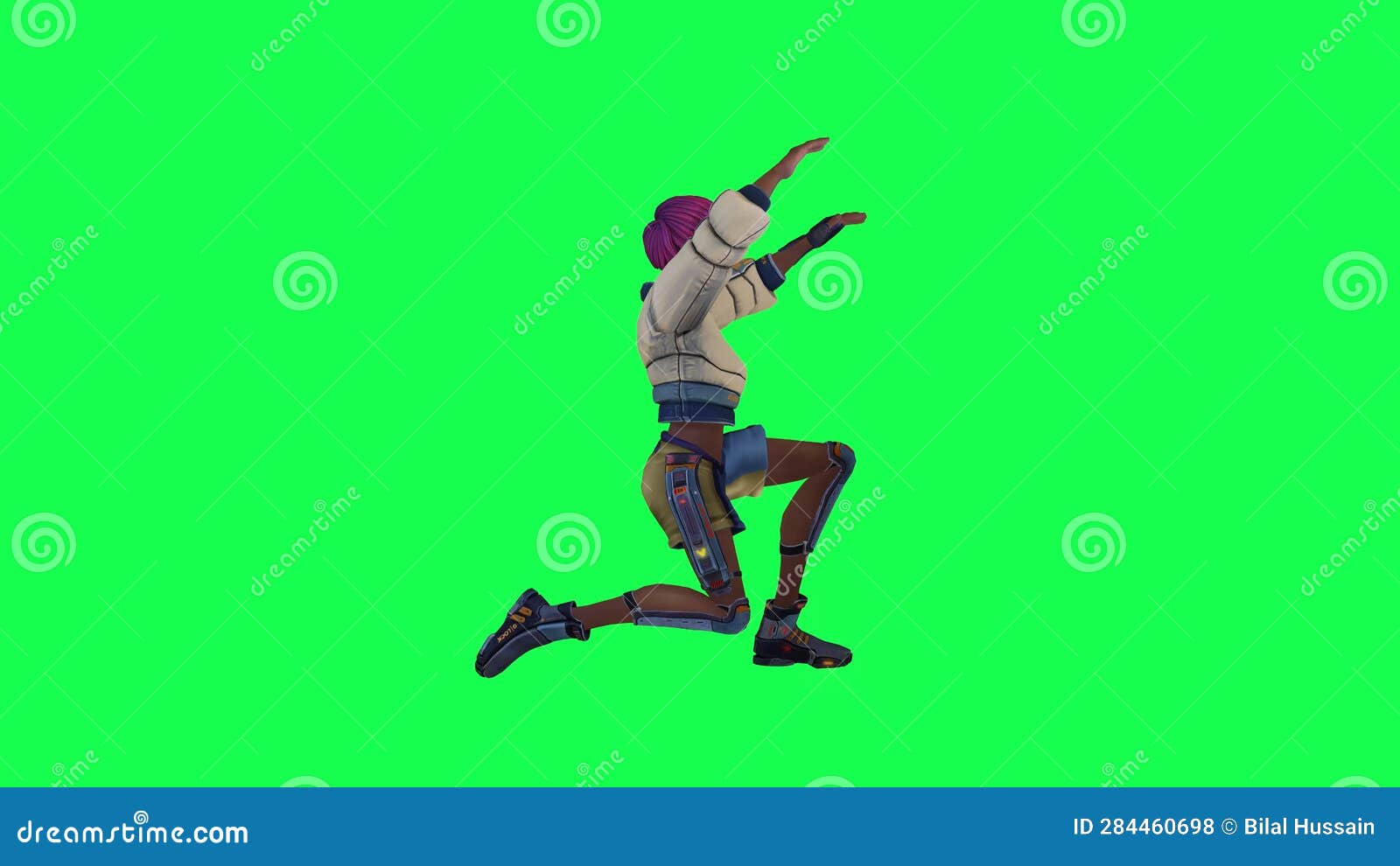 3d Cartoon Girl Throwing Grenade from Left Angle on Green Screenrender ...
