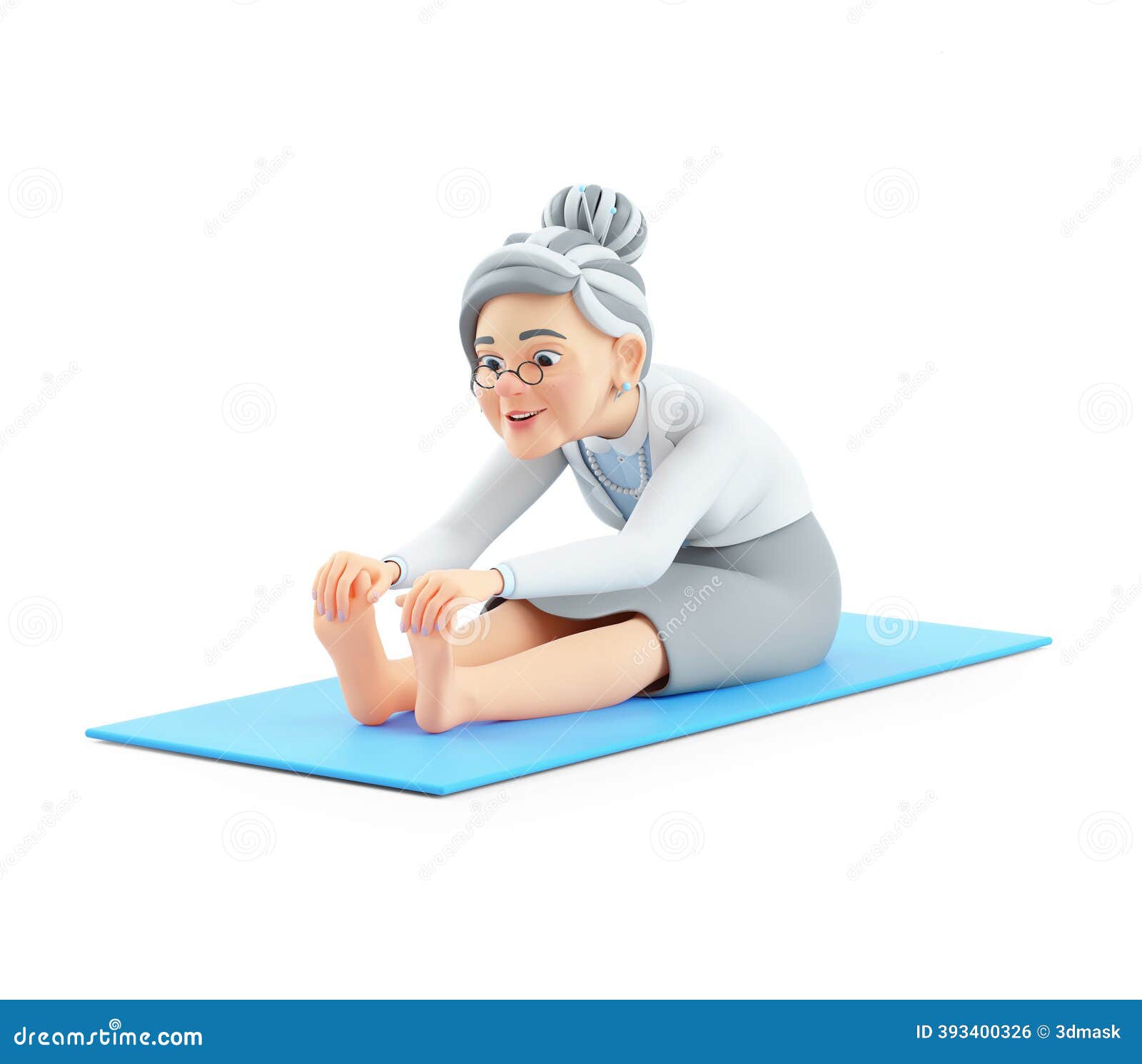 Seated Forward Bend Yoga Pose. Paschimottanasana. Elderly Woman ...