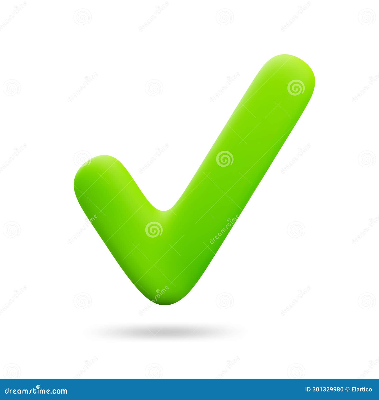 3D Cartoon Green Check Mark Isolated on White Background. Design ...