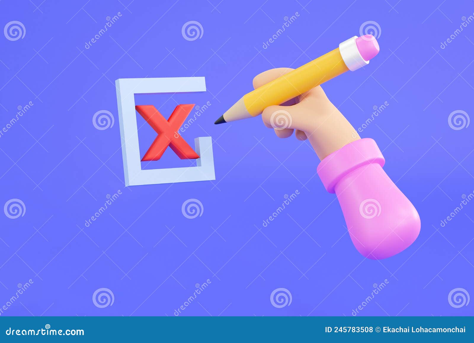 Cartoon Hand Checklist Concept, Checking Mark on the Check Boxes with ...