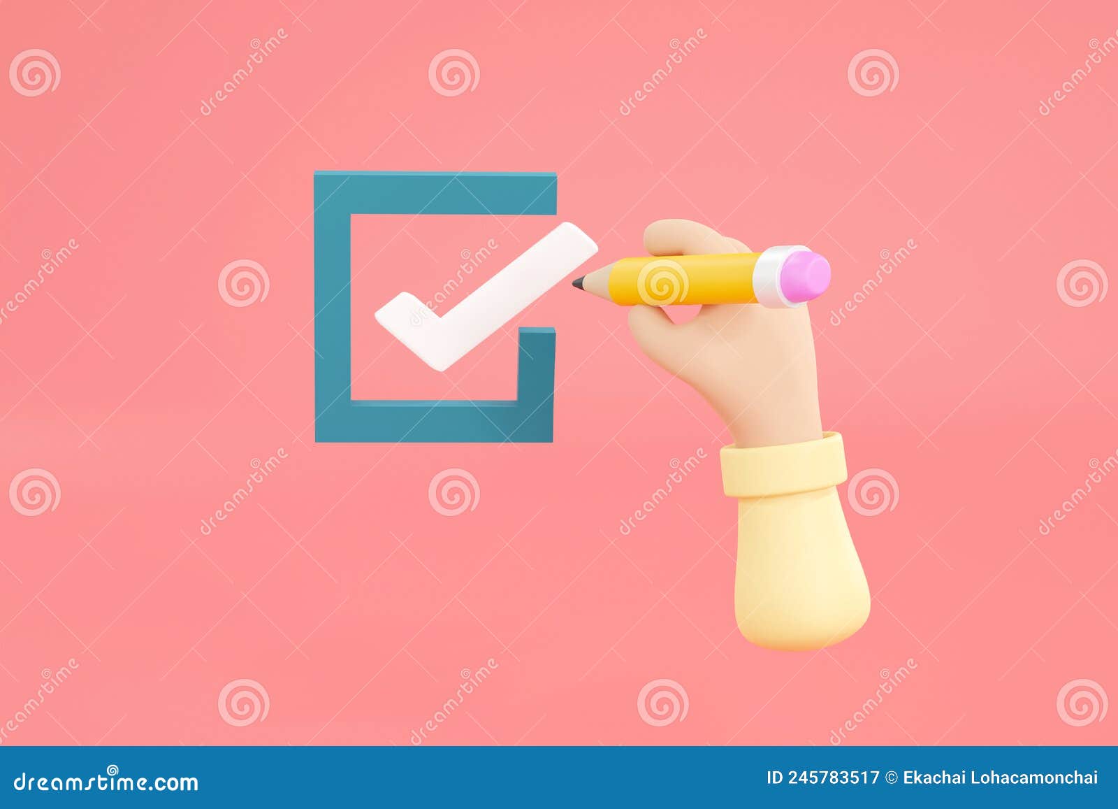 Cartoon Hand Checklist Concept, Checking Mark On The Check Boxes With ...