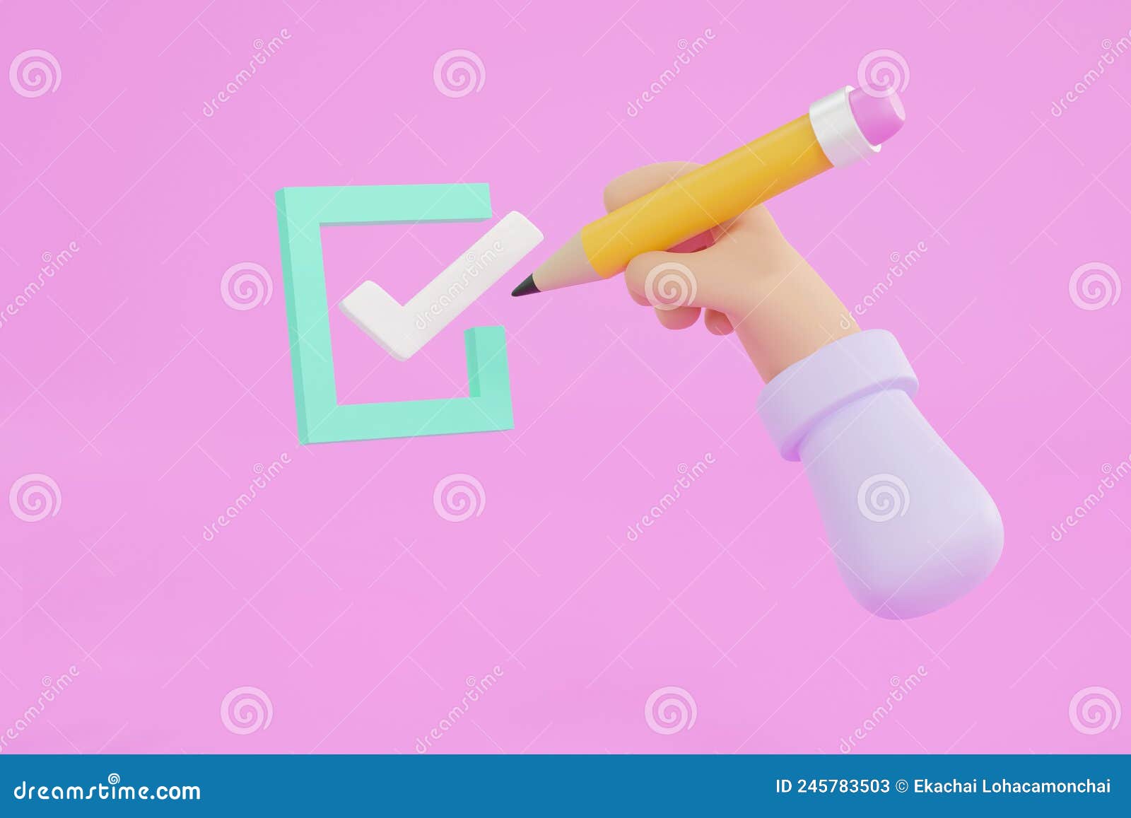 Cartoon Hand Checklist Concept, Checking Mark On The Check Boxes With ...