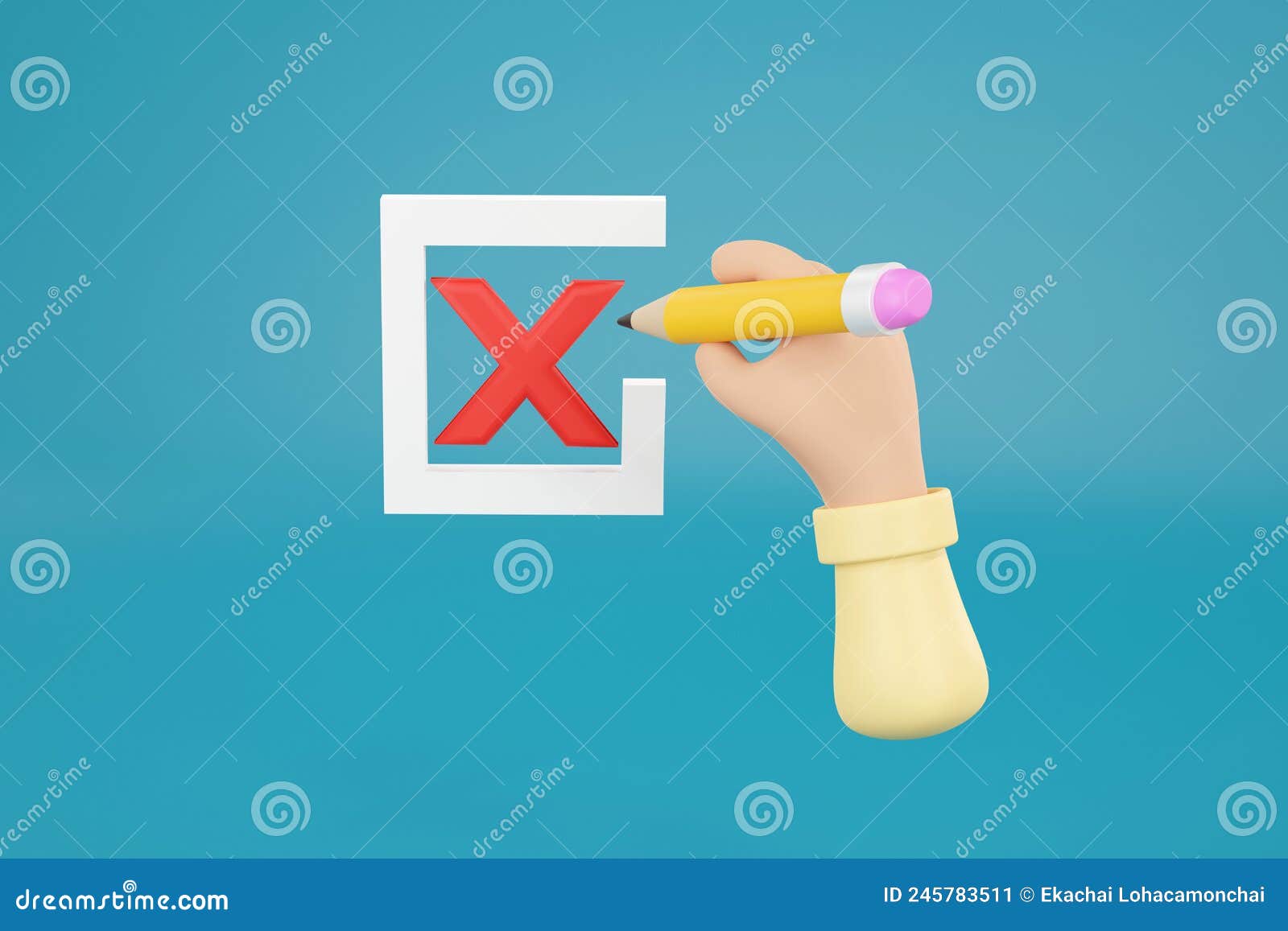 Cartoon Hand Checklist Concept, Checking Mark on the Check Boxes with ...
