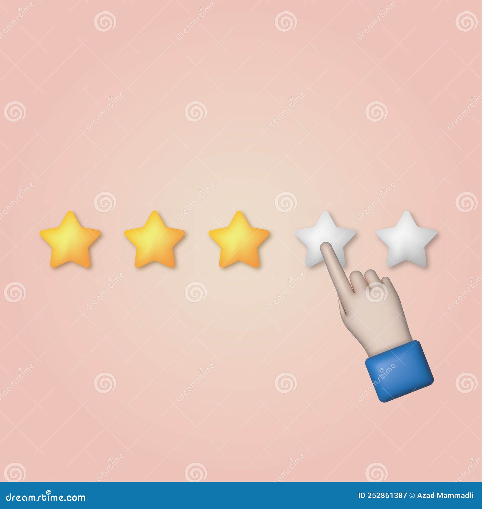 3d Cartoon Hand Pointing To Five Star Rating. Vector Stock Vector ...