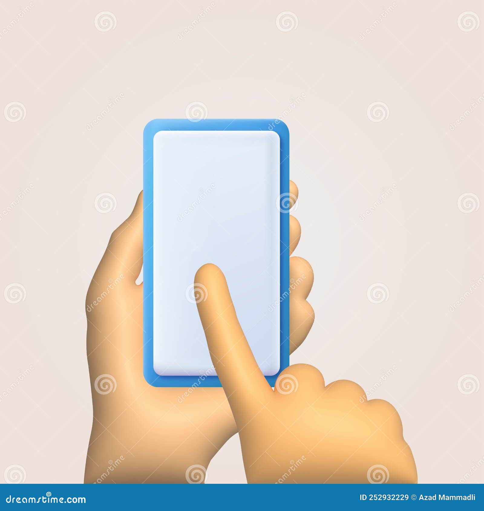 3d Cartoon Hand Use Smartphone Screen. Vector Stock Vector ...