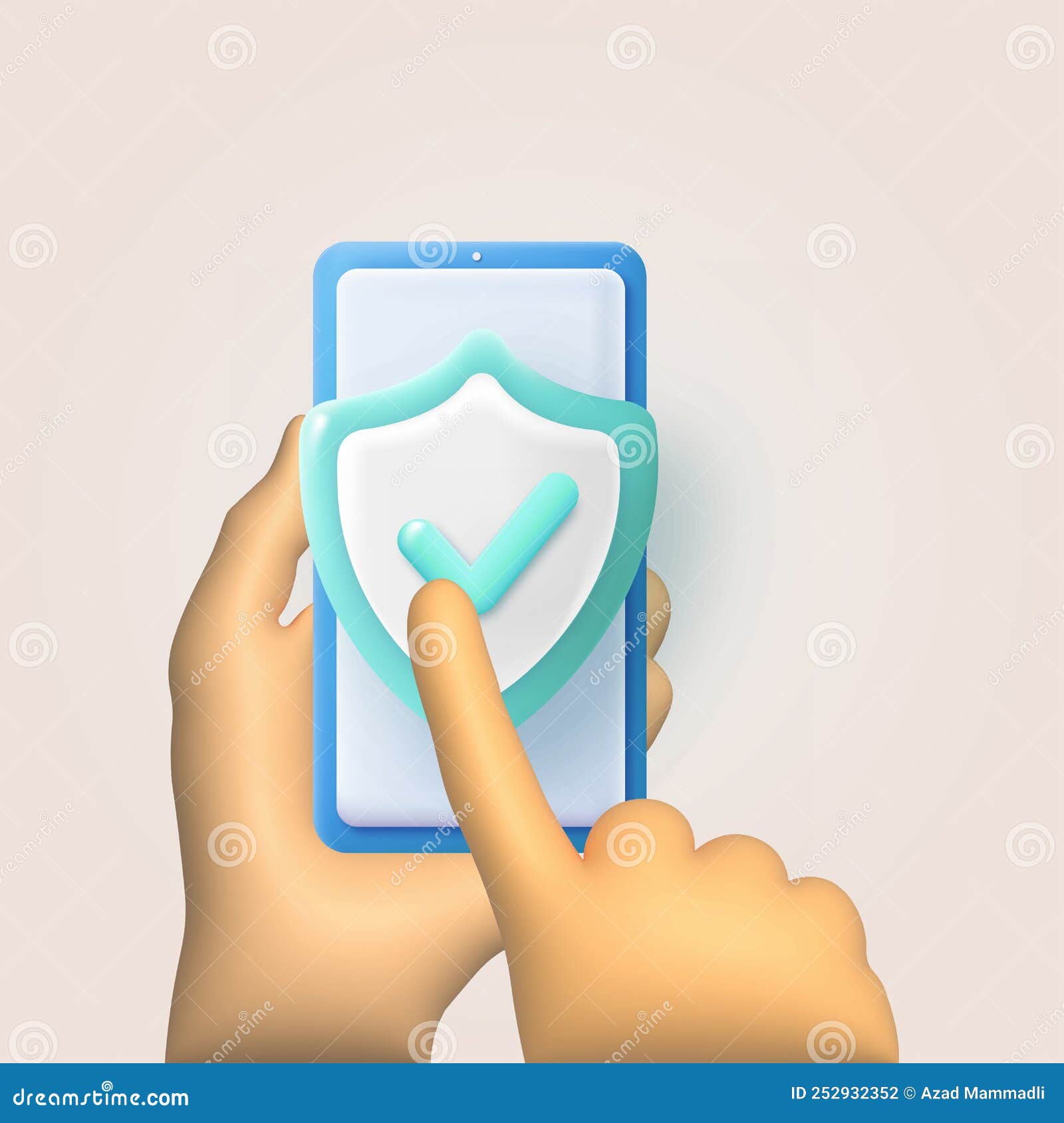 3d Cartoon Hand Use Smartphone Screen. Vector Stock Vector ...