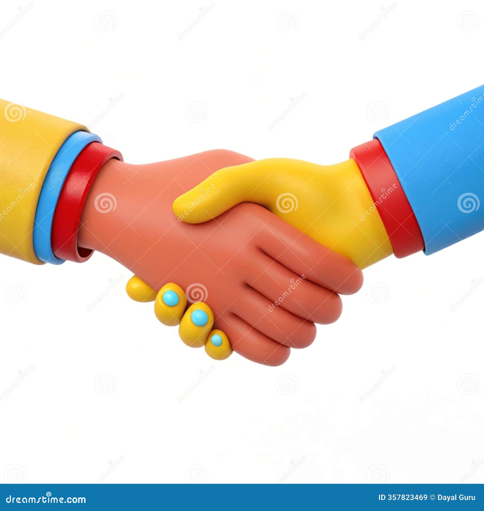 Cartoon Handshake On White Background. 3D Illustration. | CartoonDealer ...