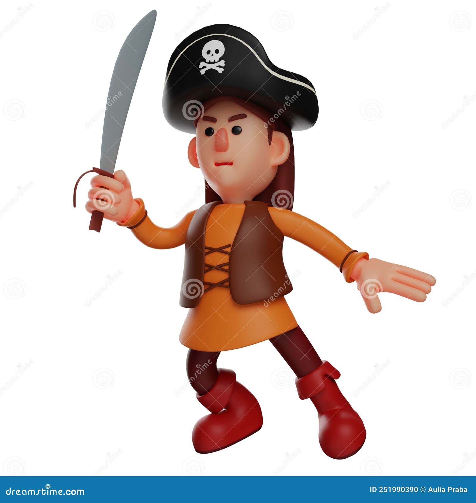 3D Cartoon Handsome Pirate with Anger Stock Illustration - Illustration ...