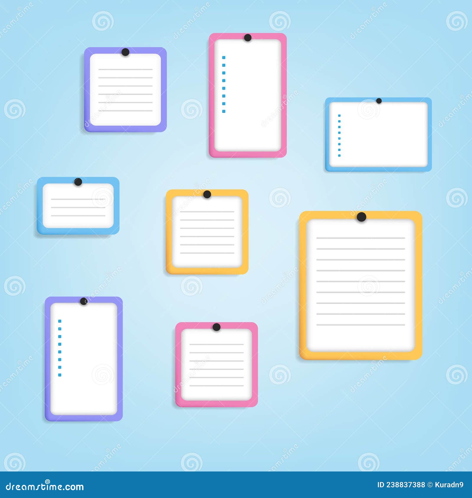 3D Cartoon Hanging Note with Frame and Push Pin in Multicolor Set ...