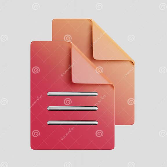 A 3D Cartoon Icon or Emblem of a Copy or Document or Duplicate Stock ...