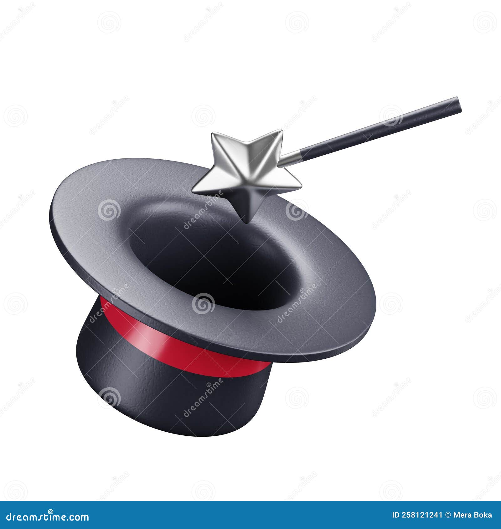 A 3D Cartoon Icon or Emblem of a Magic Hat with Magic Wand Stock ...
