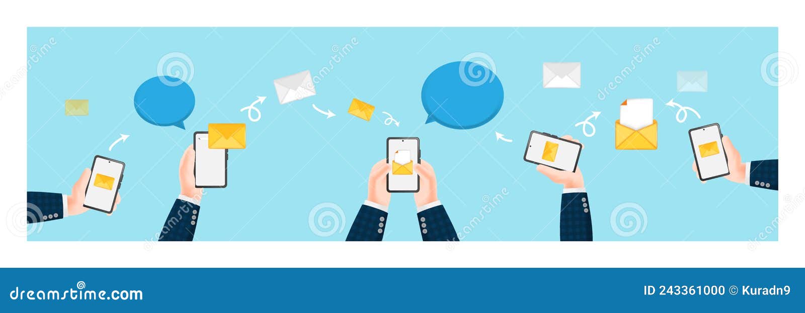 3D Cartoon Illustration. Communication Process Flow Concept Stock ...