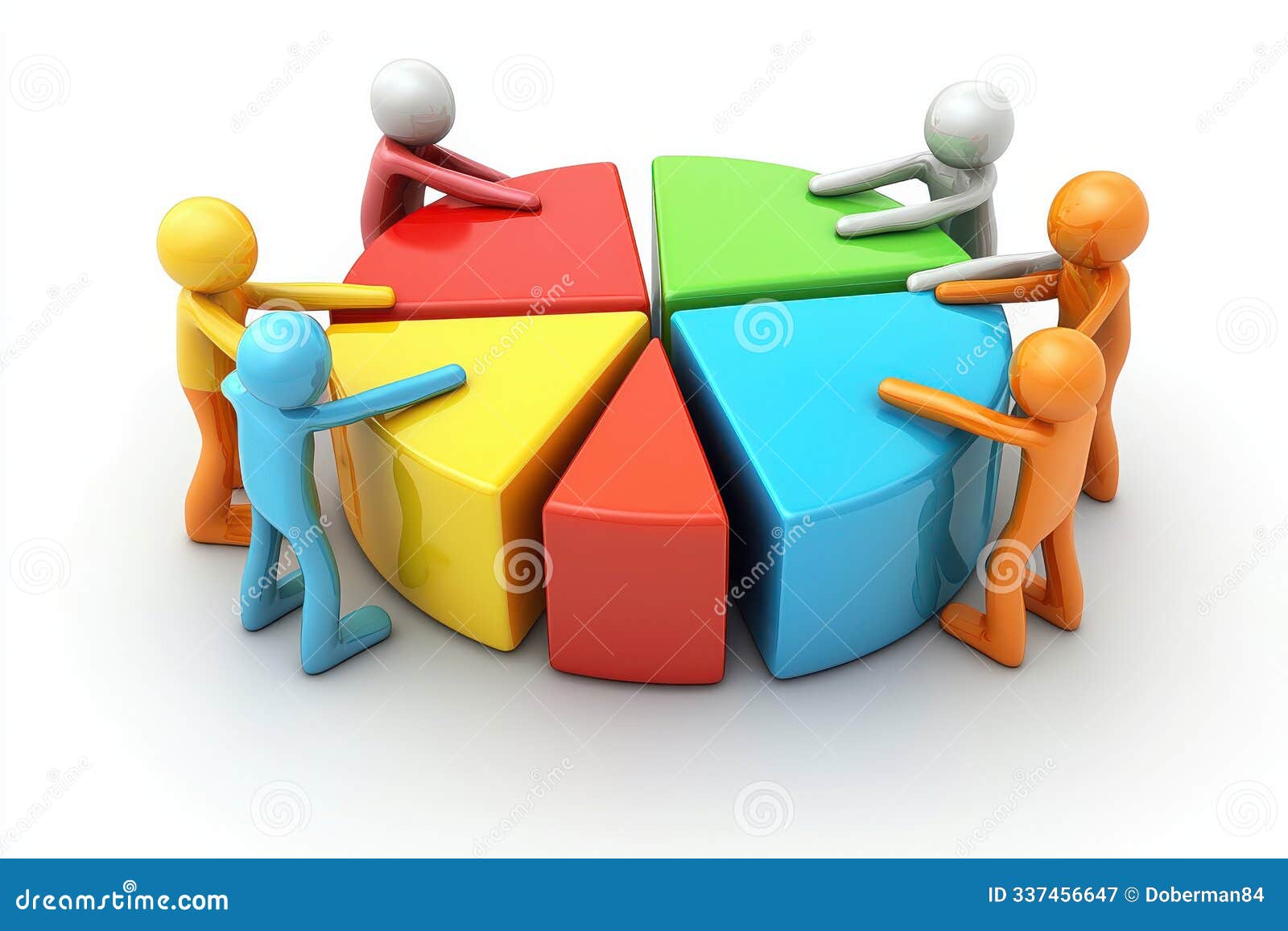 3D Cartoon Illustration of Diverse Figures Collaborating To Assemble a ...