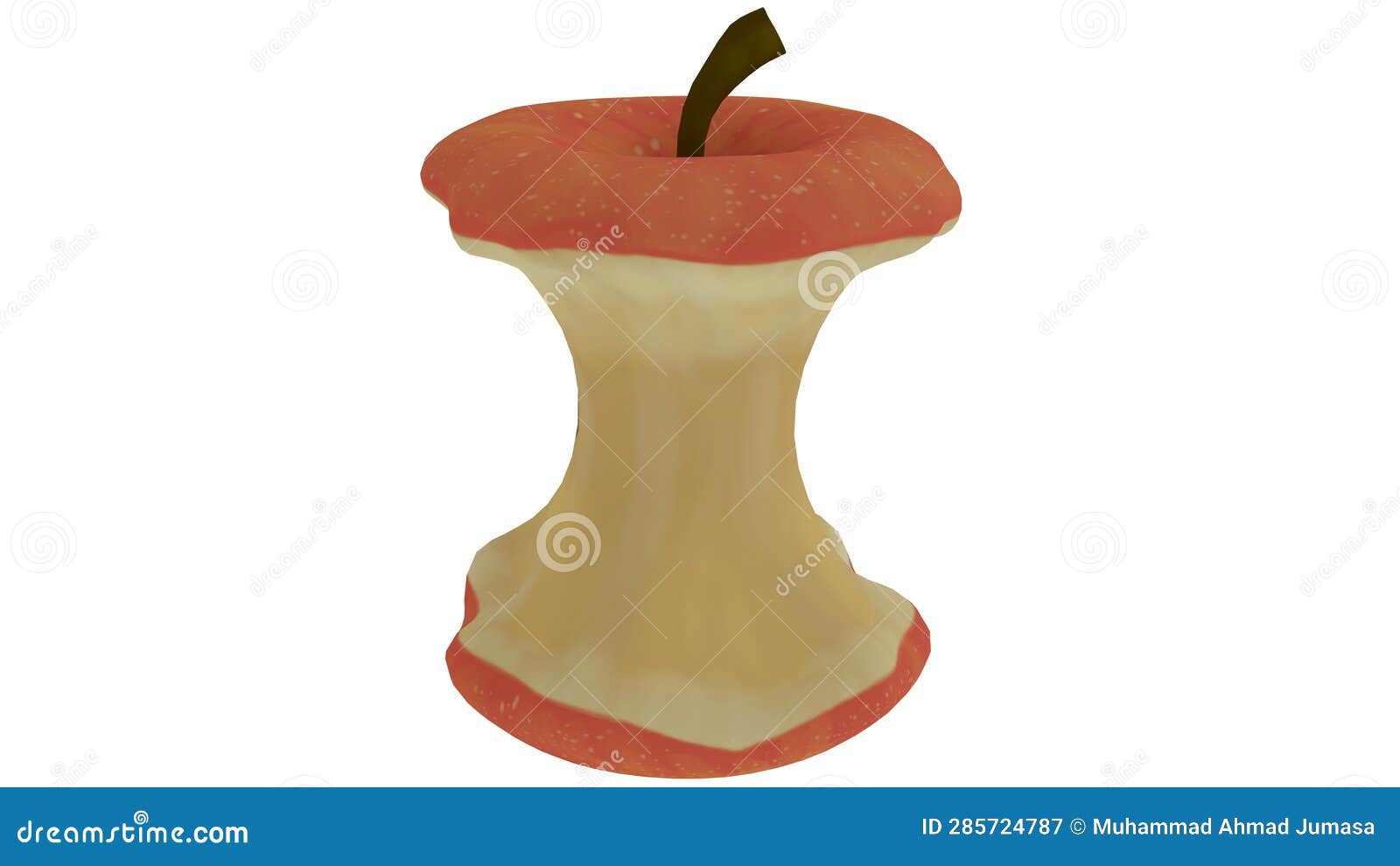 A 3D Cartoon Illustration of Eaten Apple. Stock Illustration ...