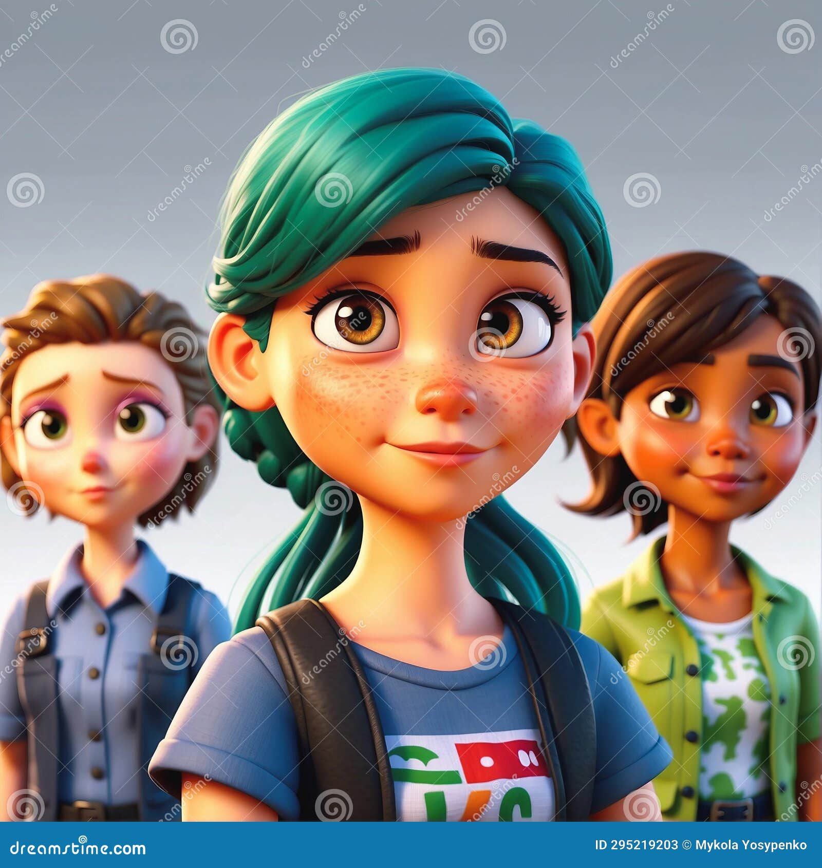 3D Cartoon Illustration of a Group of Children Stock Illustration ...