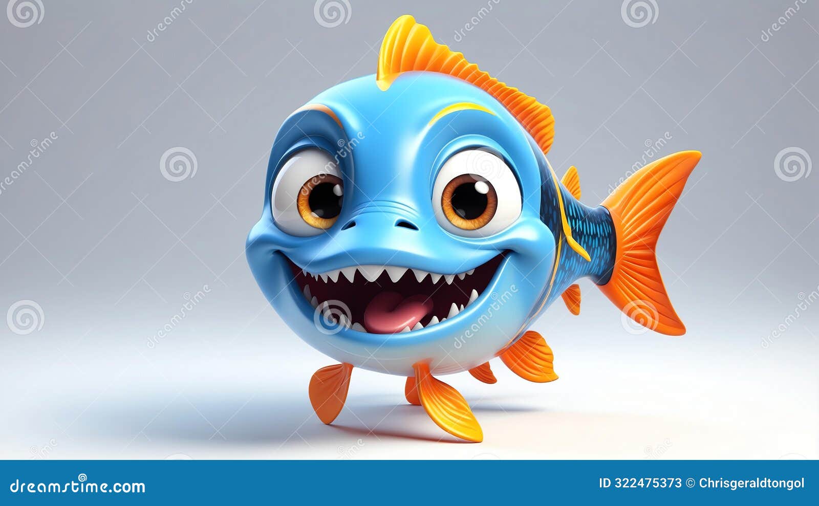 3d Cartoon Image of a Cute Happy Fish Isolated on Whit Ai Generated ...
