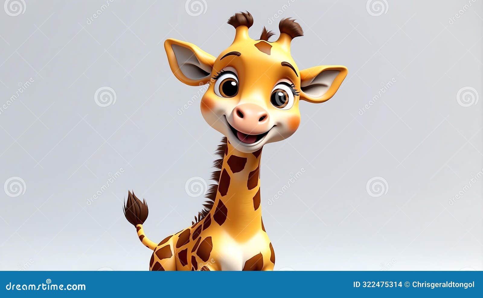 3d Cartoon Image of a Cute Happy Giraffe Isolated on W Ai Generated ...