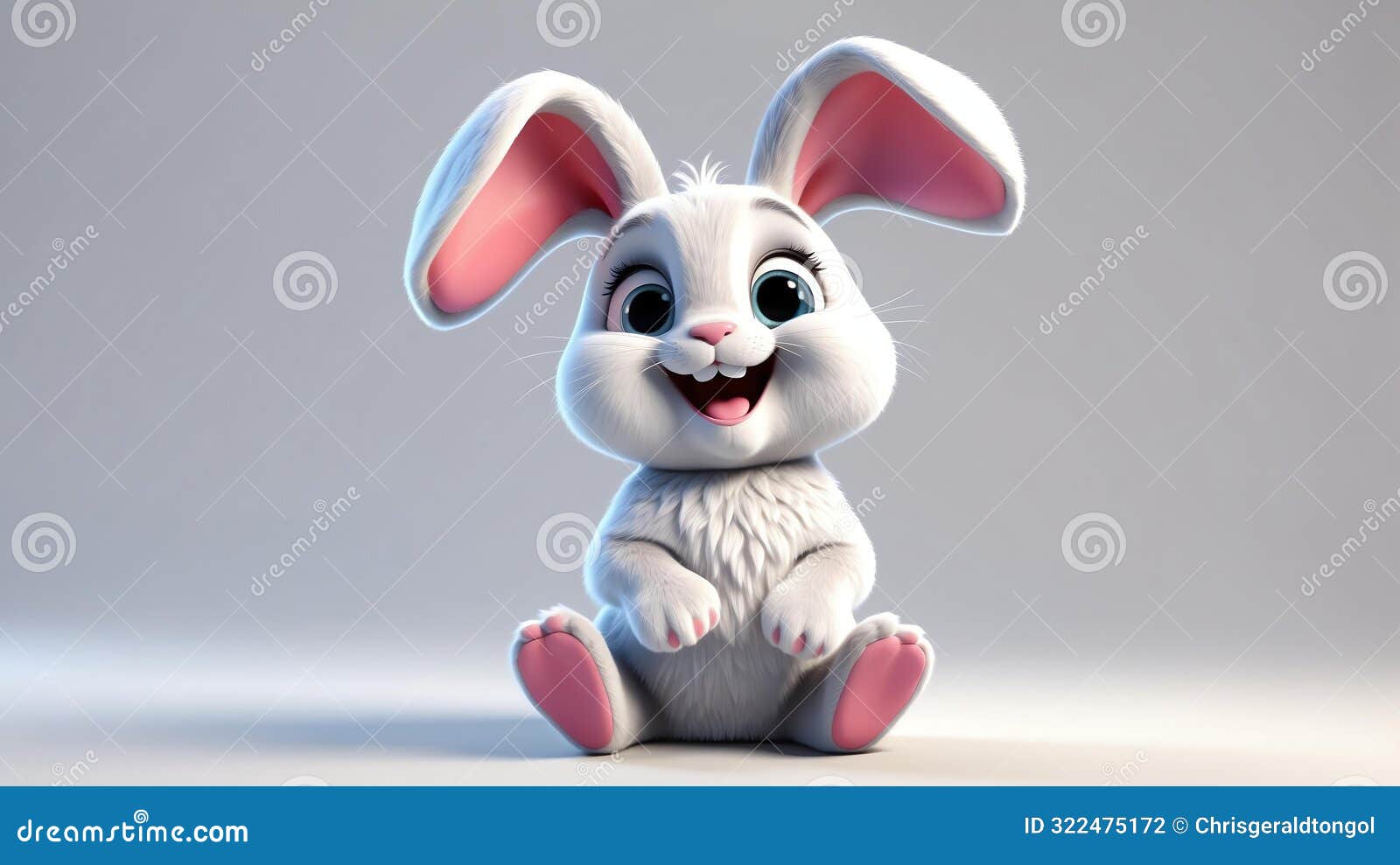 3d Cartoon Image of a Cute Happy Rabbit Isolated on Wh Ai Generated ...