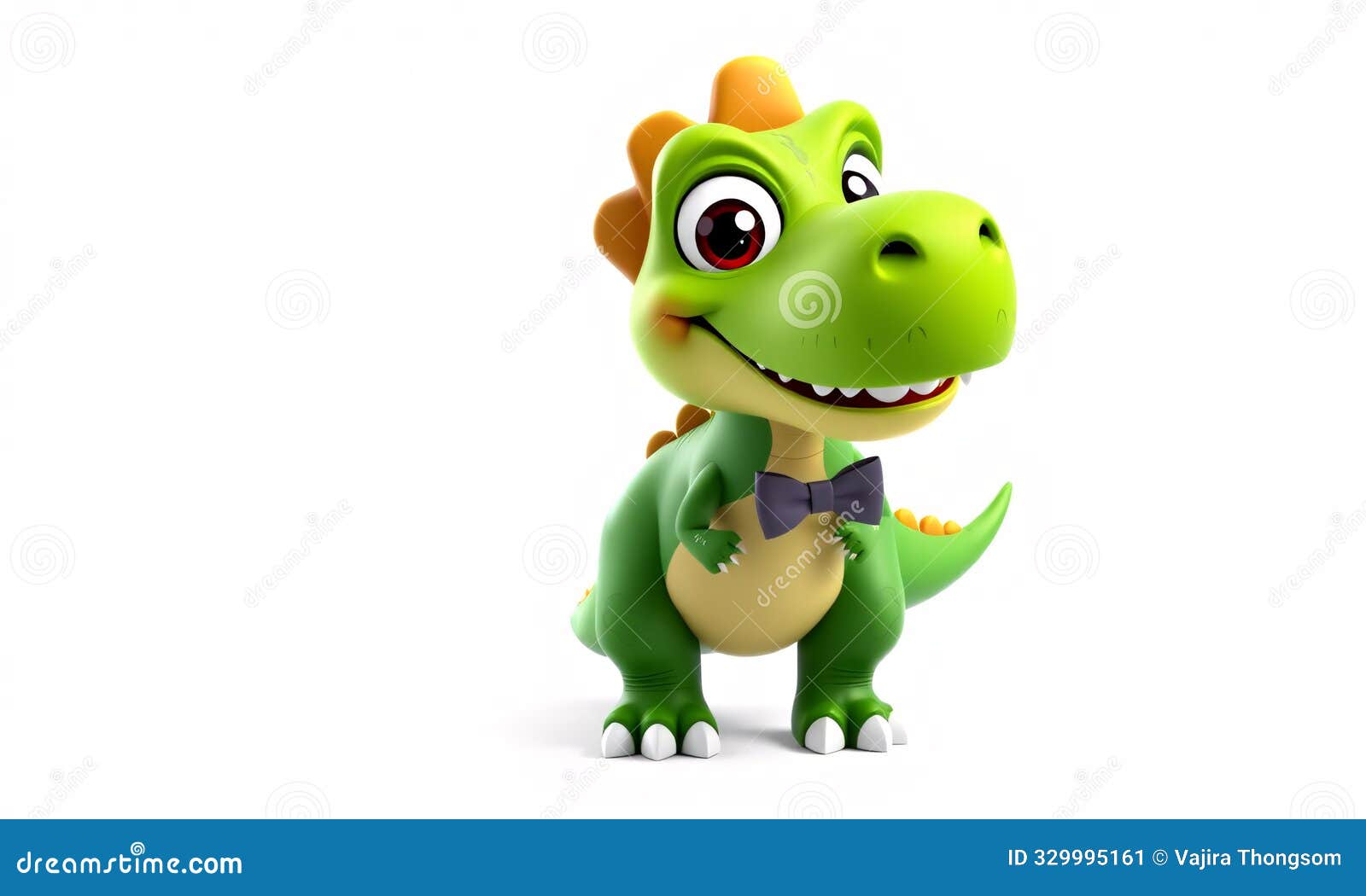 3D Cartoon Image of a Cute T-Rex Dinosaur Standing Against a White ...