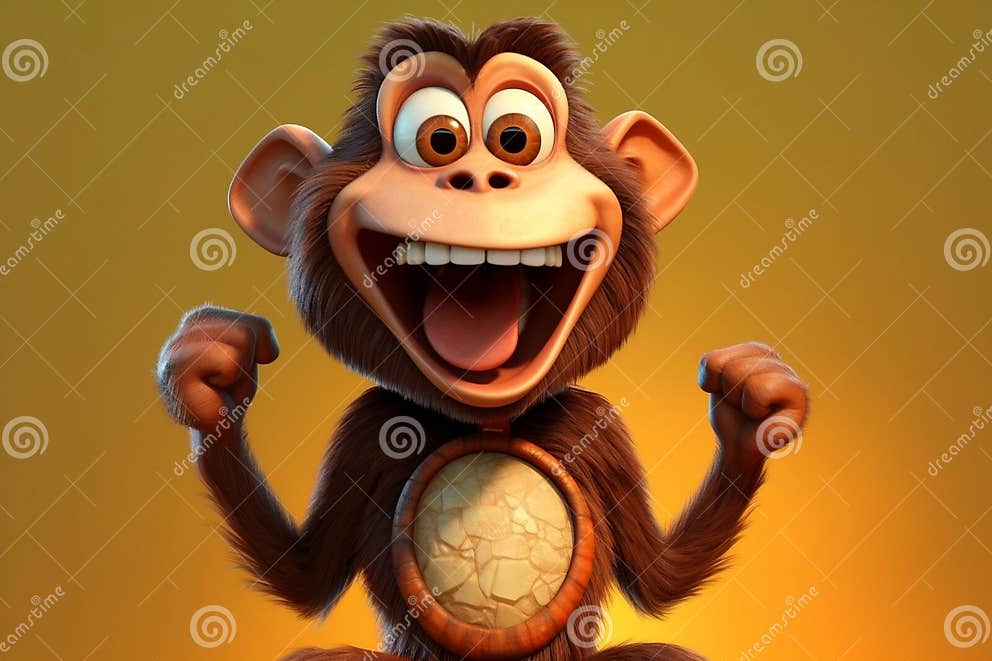 3D Cartoon Laughing Monkey Character. AI Stock Image - Image of cartoon ...