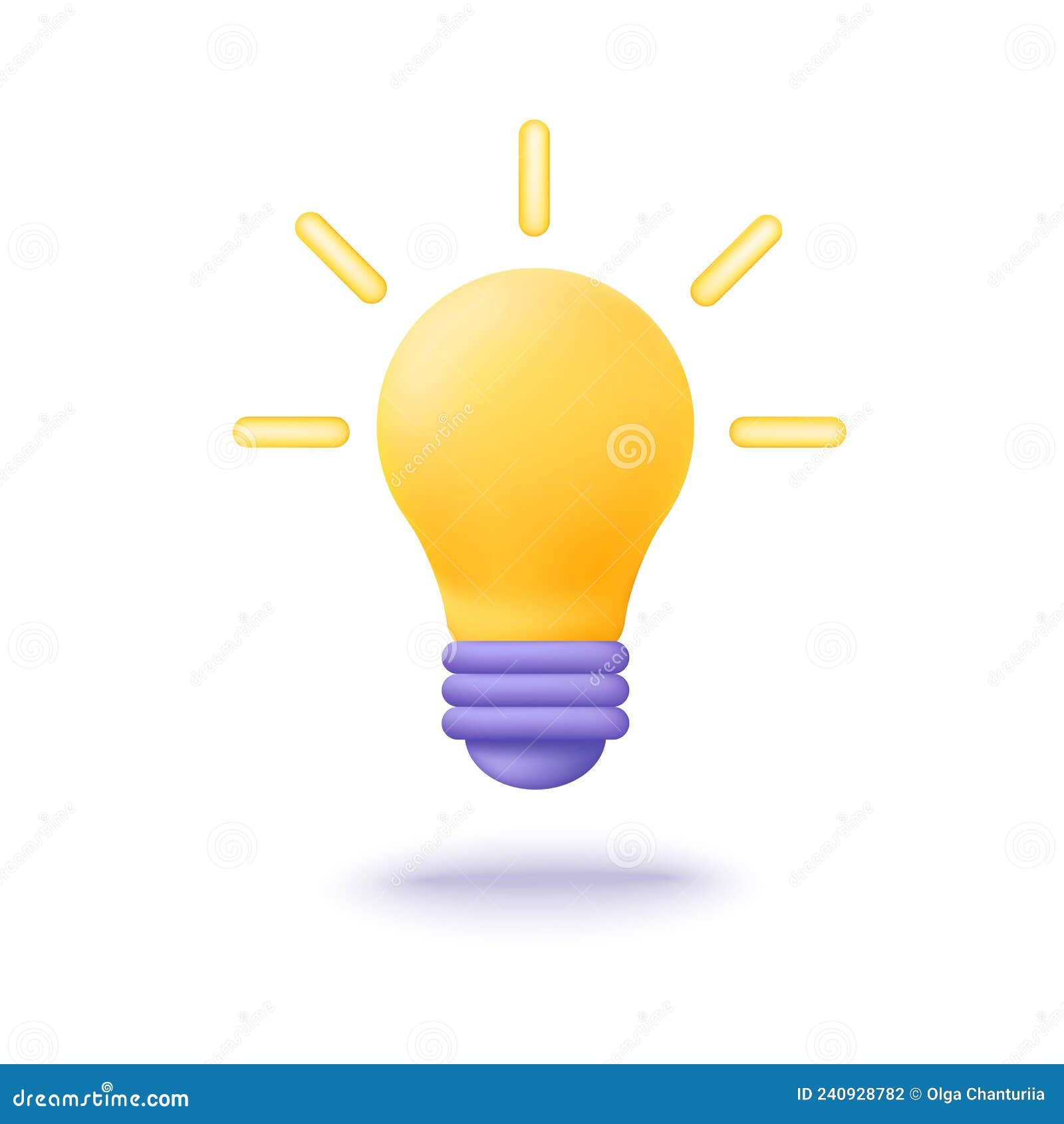 3d Cartoon Light Bulb Icon. Stock Vector - Illustration of branding ...