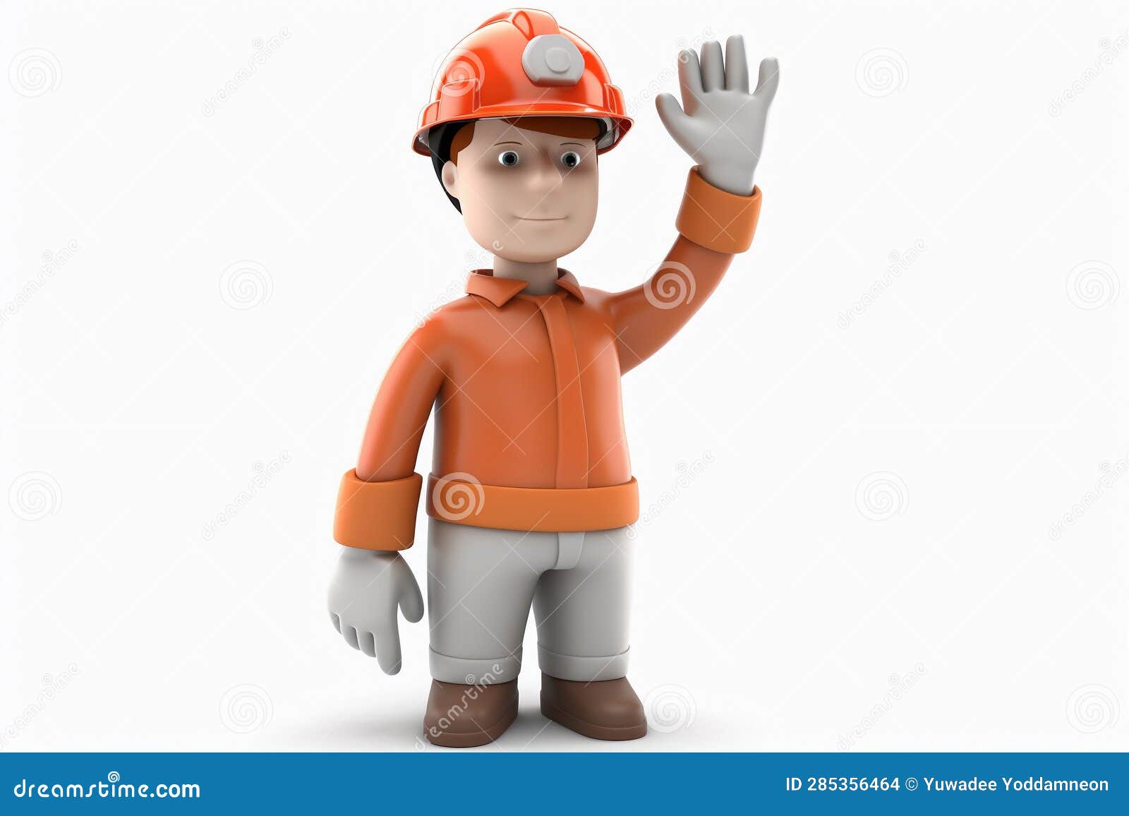 3D Cartoon, Male Worker, White Background Stock Illustration ...