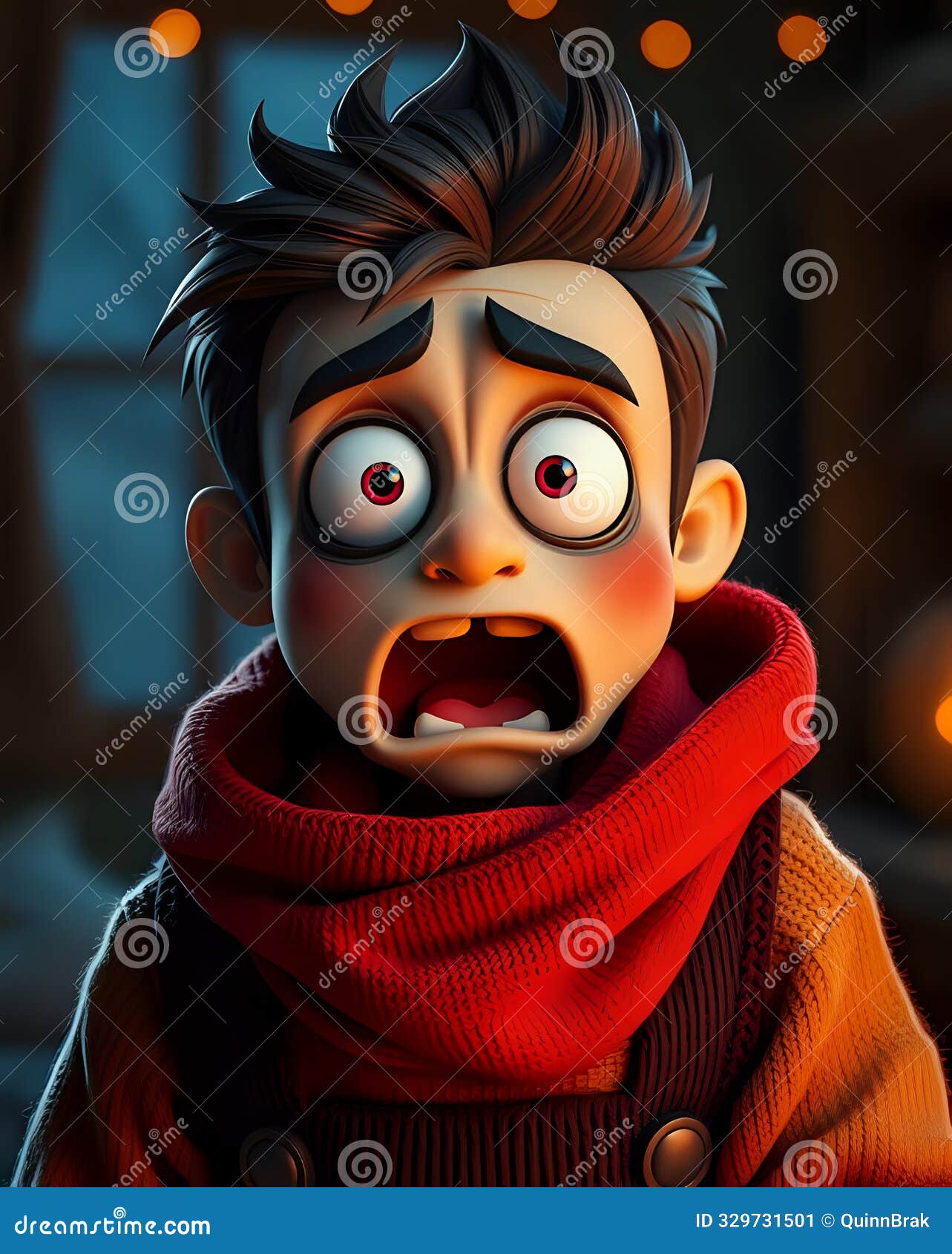 3d Cartoon Man on the Couch with a Scared Expression on His Face Stock ...