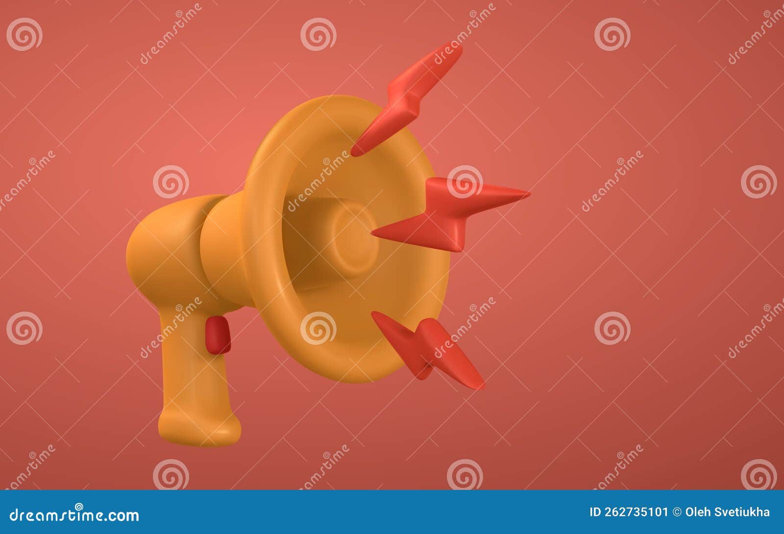 3d Cartoon Megaphone with Lightning. Speaking Trumpet Stock Vector ...