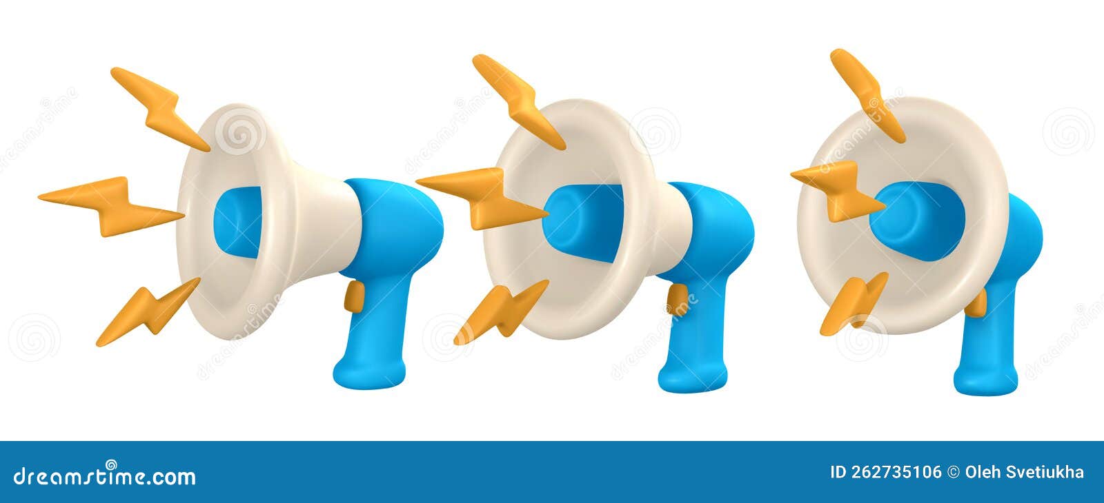 3d Cartoon Megaphone with Lightning. Speaking Trumpet Stock Vector ...