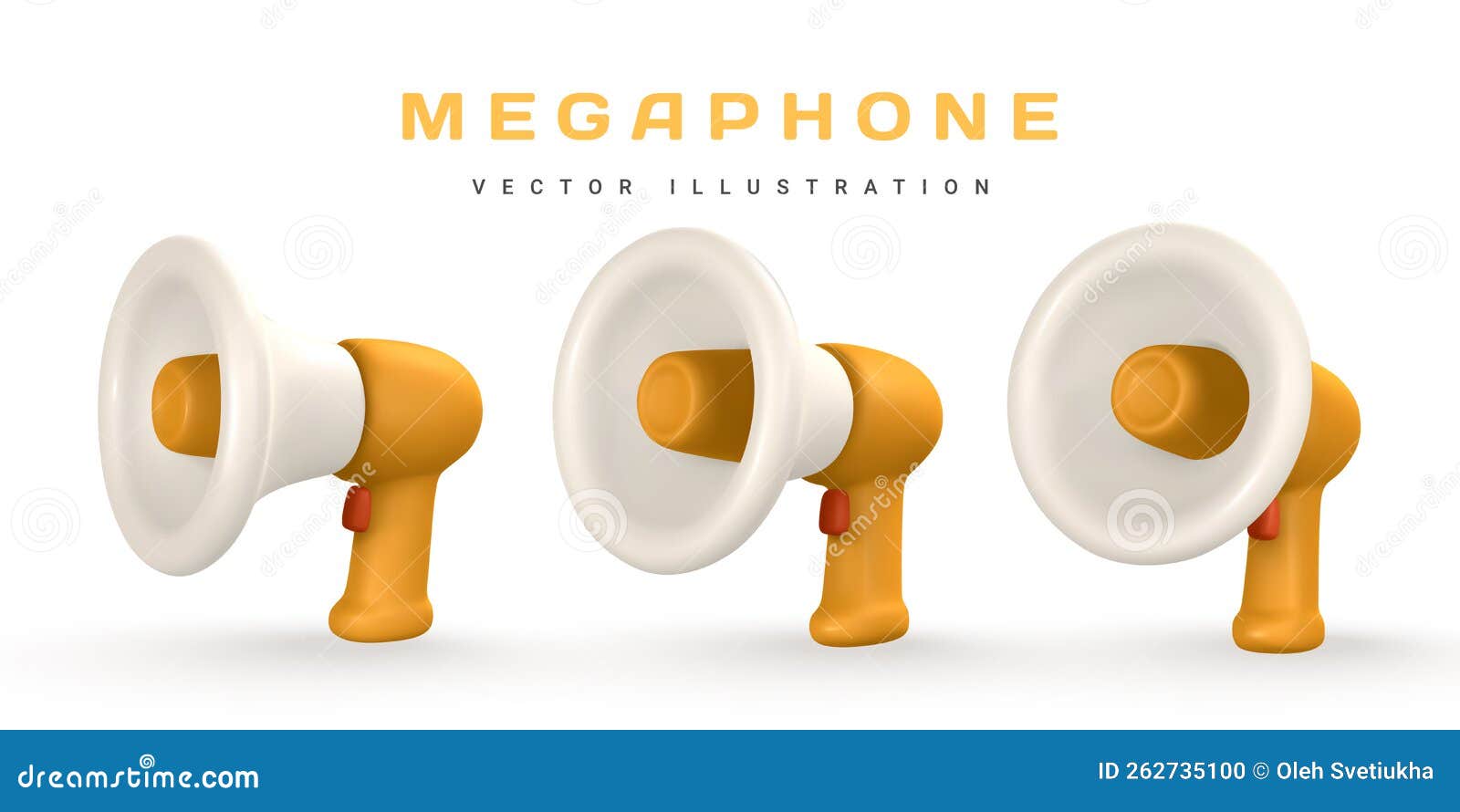 3d Cartoon Megaphone. Speaking Trumpet Stock Vector - Illustration of ...