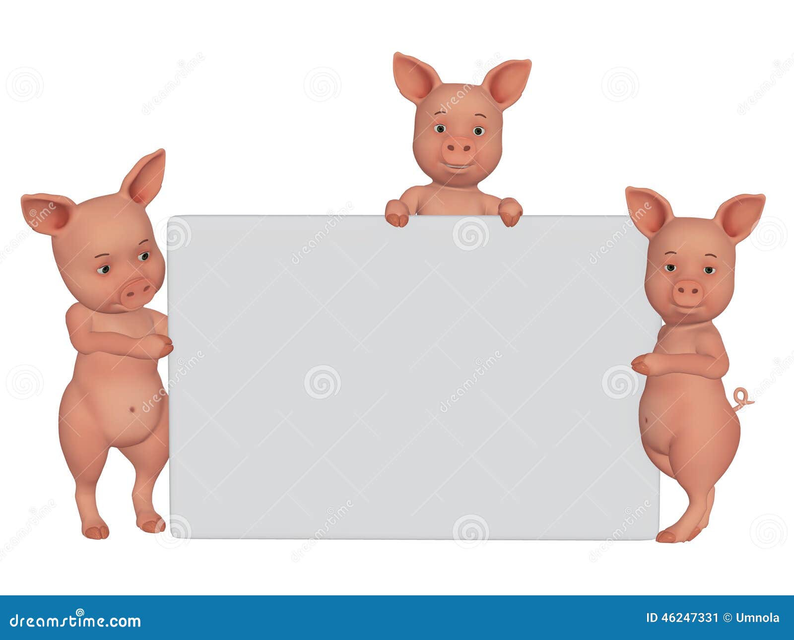 3d Cartoon Pigs With A Blank Frame Stock Illustration - Illustration of ...