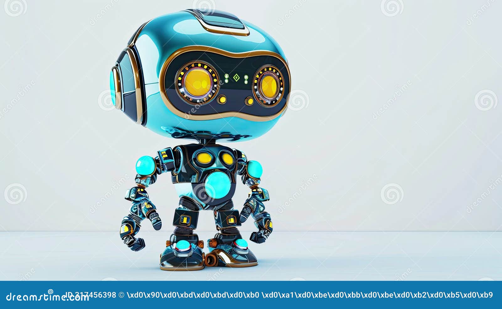 3D Cartoon Robot on a White Background Stock Illustration ...