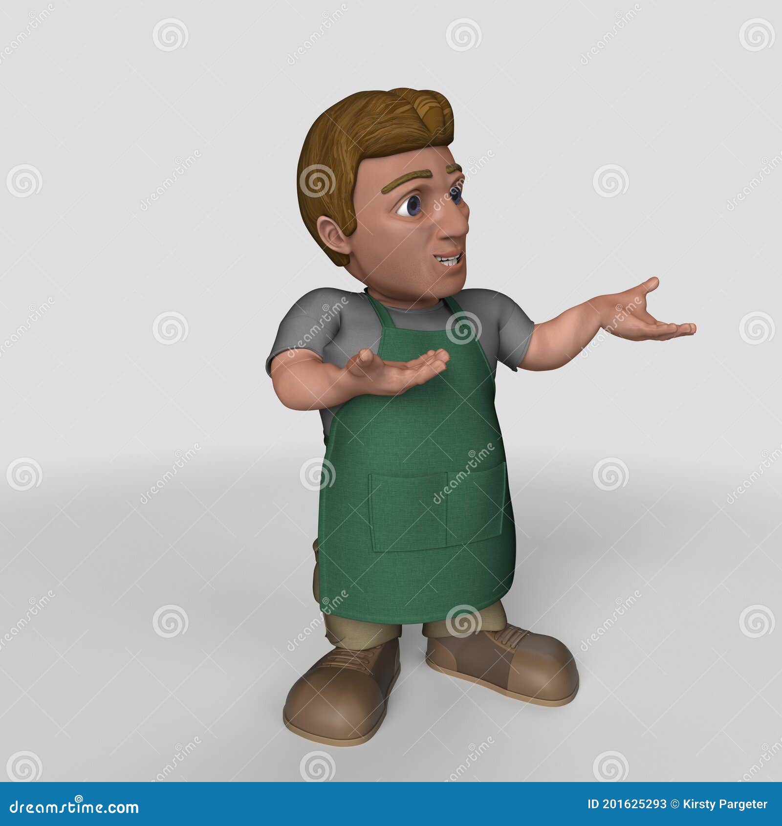 3D Cartoon Shop Keeper Character Stock Illustration - Illustration of ...