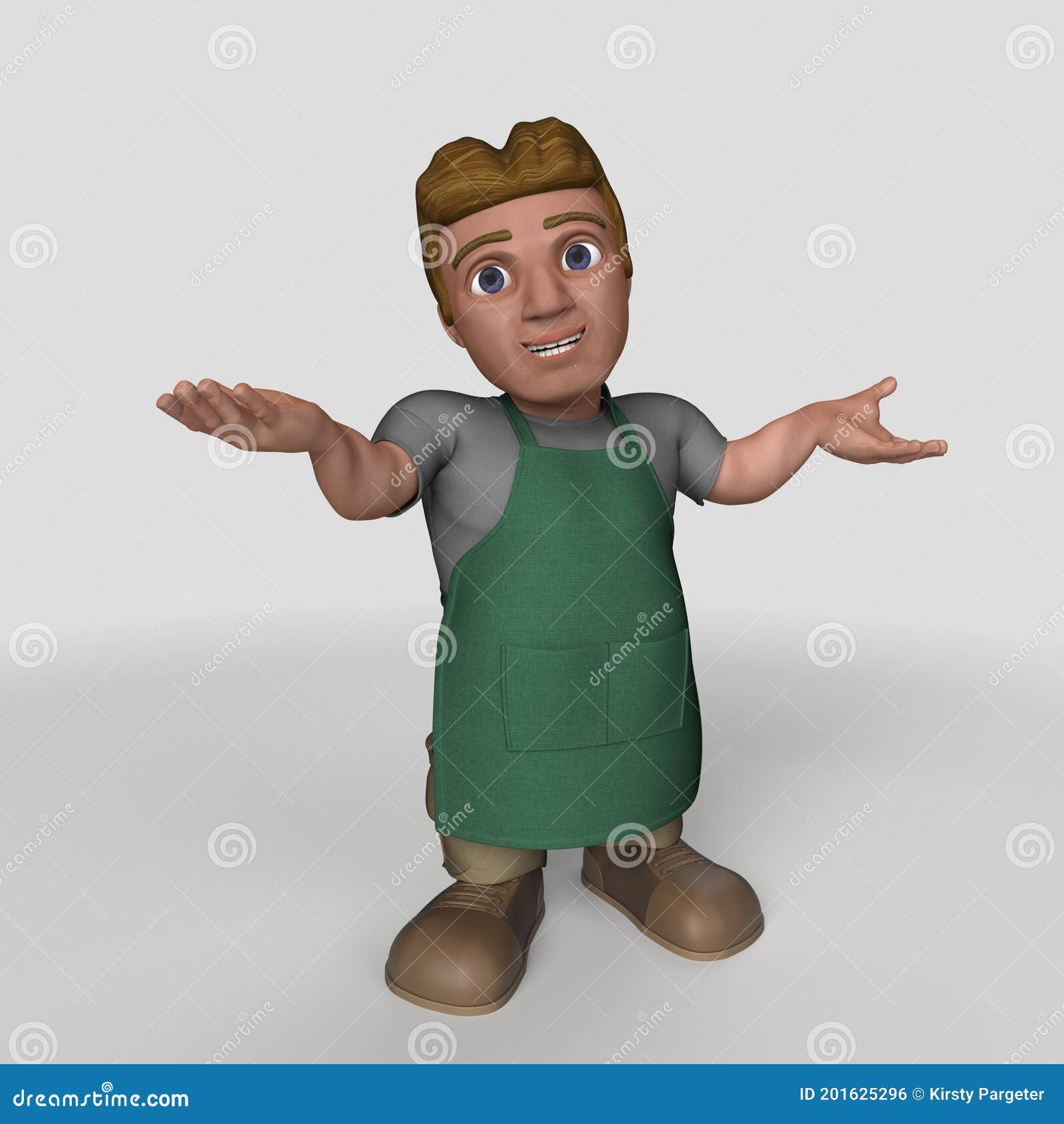 3D Cartoon Shop Keeper Character Stock Illustration - Illustration of ...