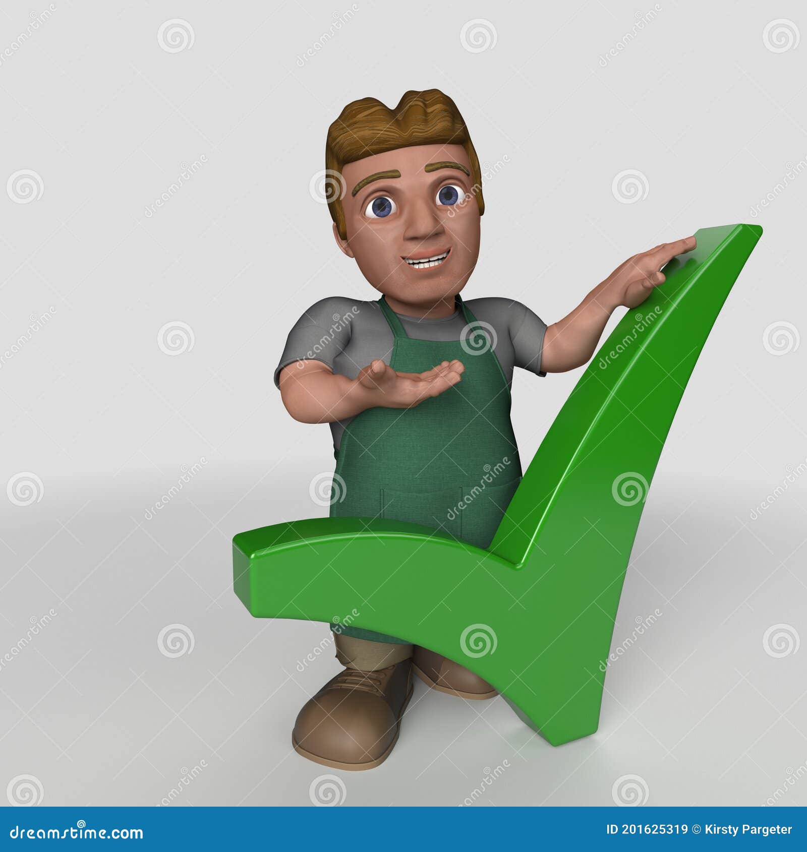 3D Cartoon Shop Keeper Character Stock Illustration - Illustration of ...