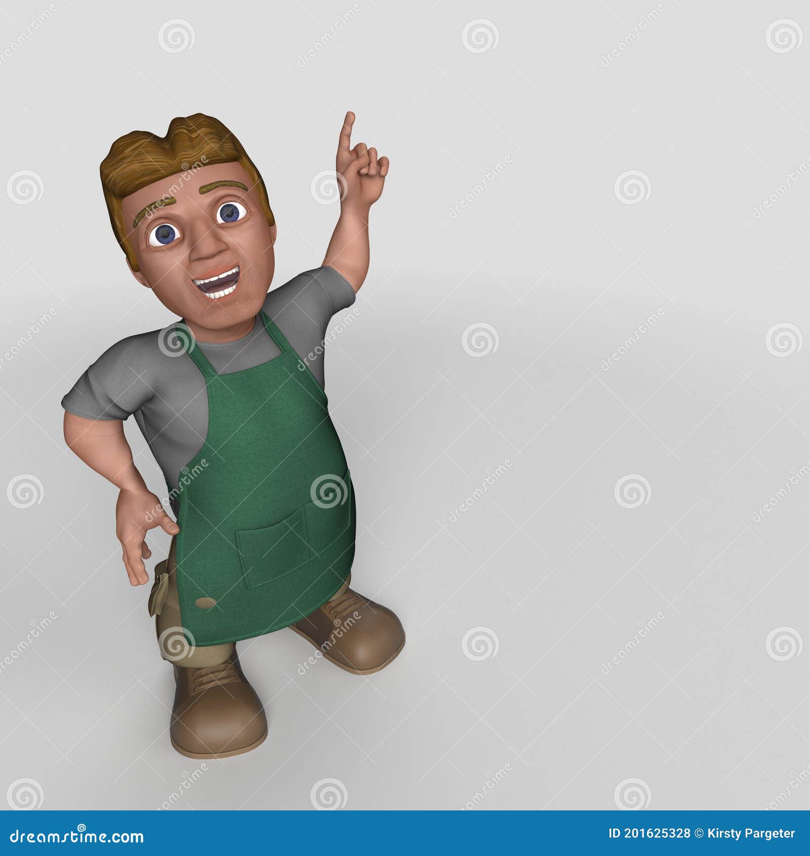 3D Cartoon Shop Keeper Character Stock Illustration - Illustration of ...