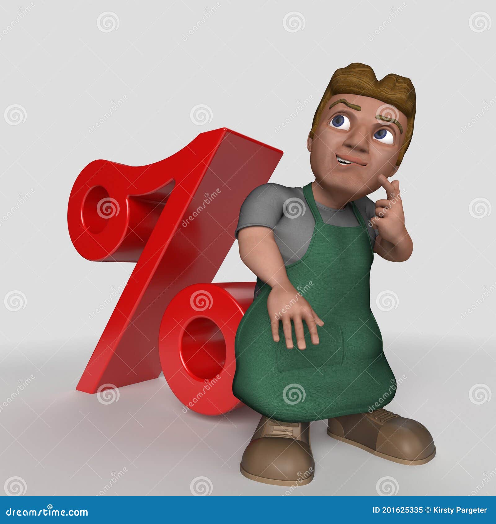 3D Cartoon Shop Keeper Character Stock Illustration - Illustration of ...